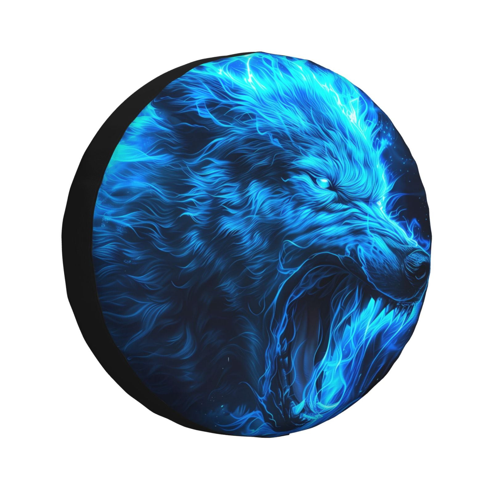 Naloa Blue Fire Wolf PVC Leather Spare Tire Wheel Cover for Car Truck ...