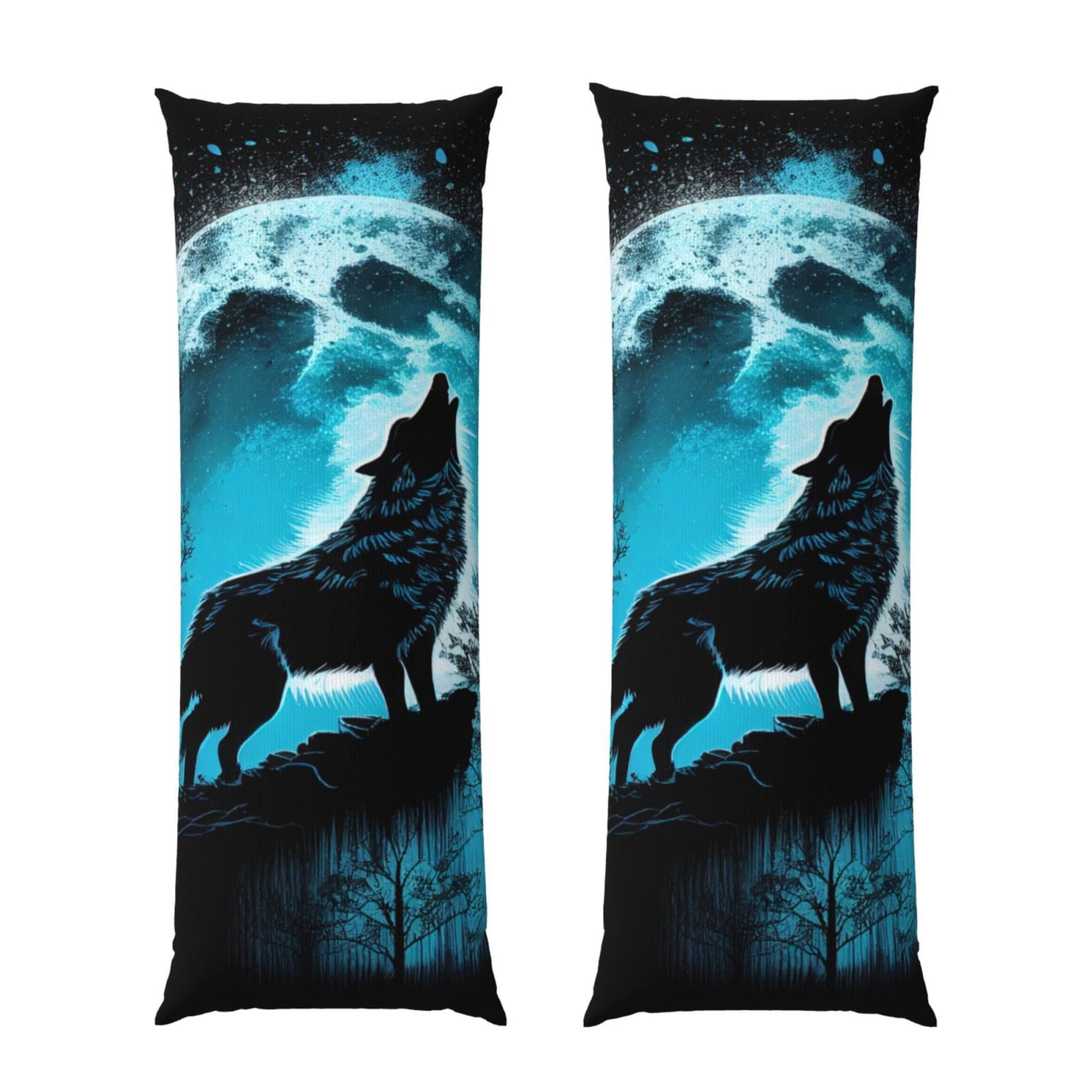 Naloa Blue Full Moon Wolf Super Soft 20x60 Body Pillow Case,Long Side ...