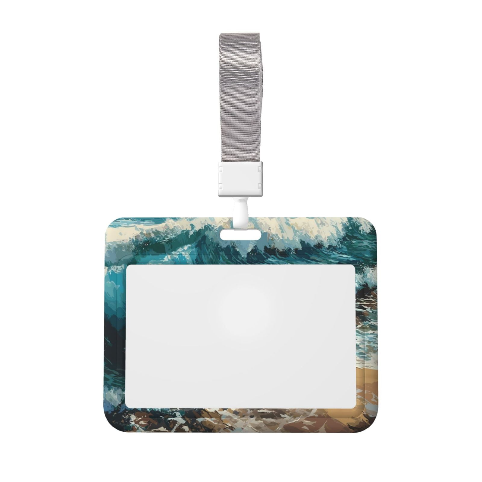 Naloa Blue Ocean Waves Card Badge Holder Work Badge Sleeve for Office ...