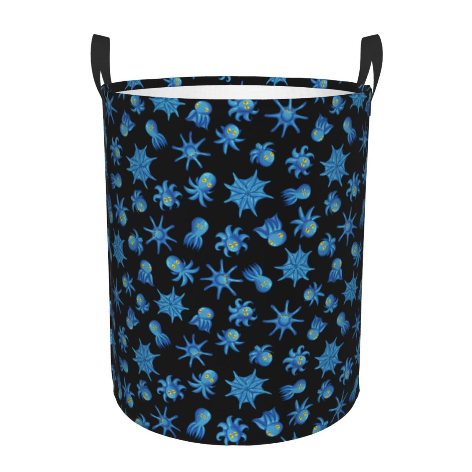 Naloa Blue Octopus Large Laundry Basket Waterproof Round Collapsible ...