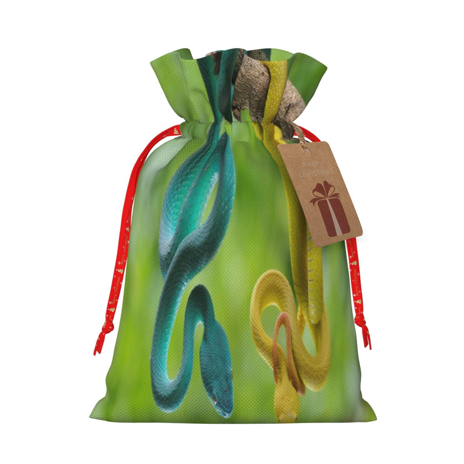Naloa Blue Viper And Yellow Viper Snake Drawstring Christmas Bags, 3D ...