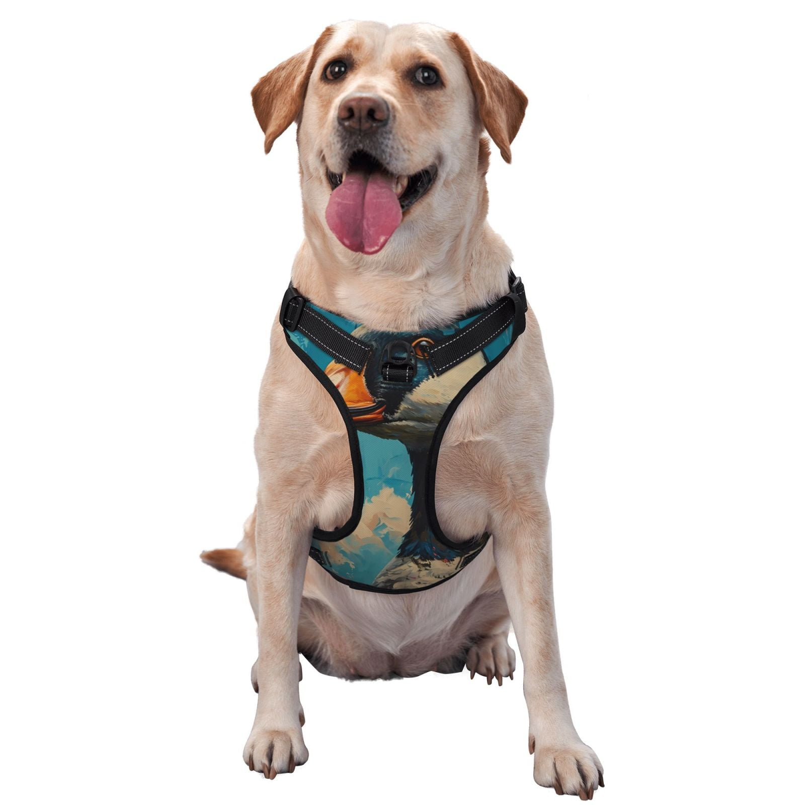 Naloa Blue Watercolor Duck Pet Harness Vest with Traction Rope ...