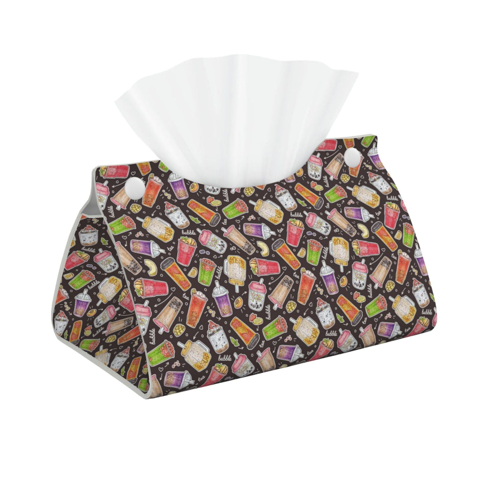Naloa Boba Milk Tea Print Leather Tissue Box Cover Rectangle | Long ...