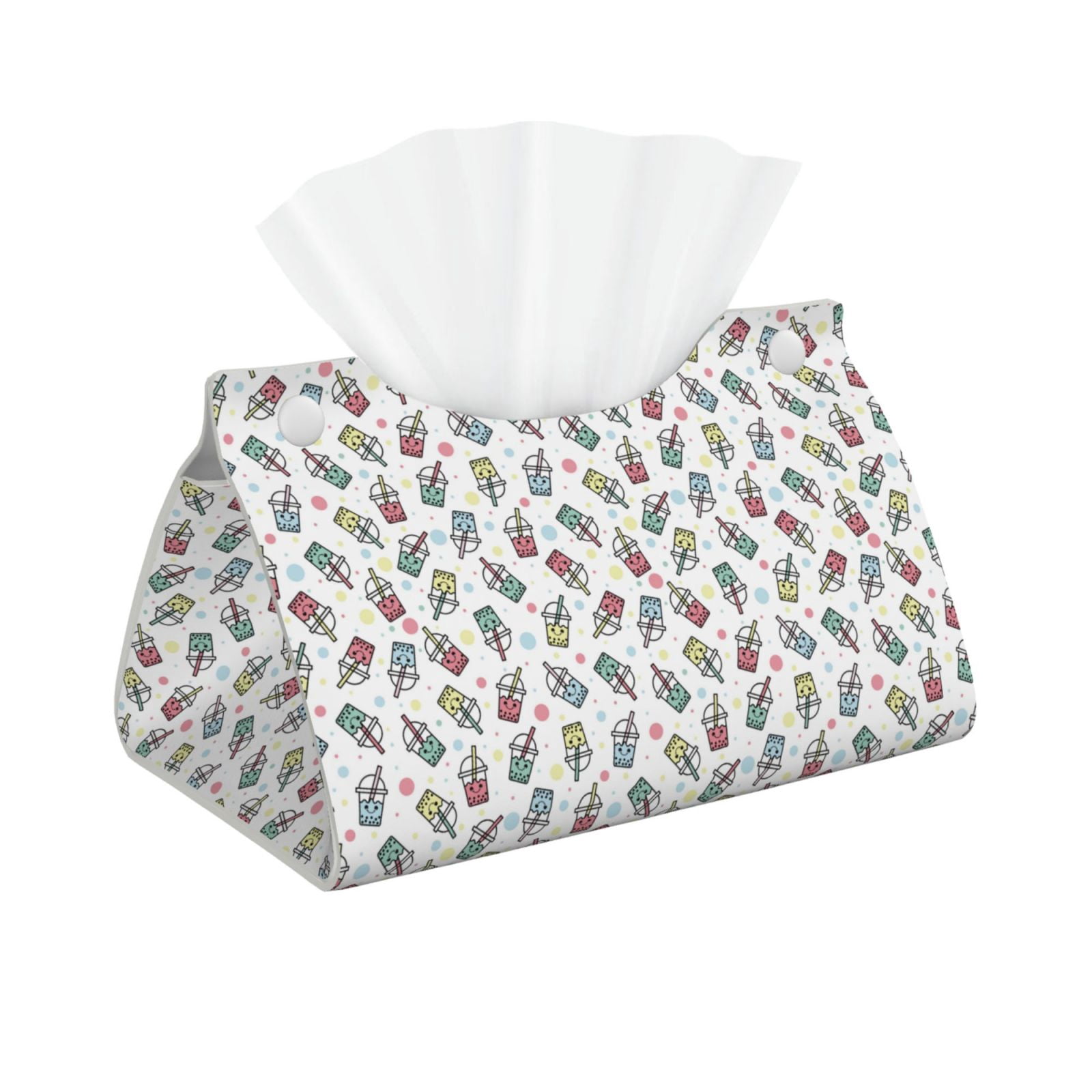 Naloa Boba Milk Tea Print Leather Tissue Box Cover Rectangle | Long ...