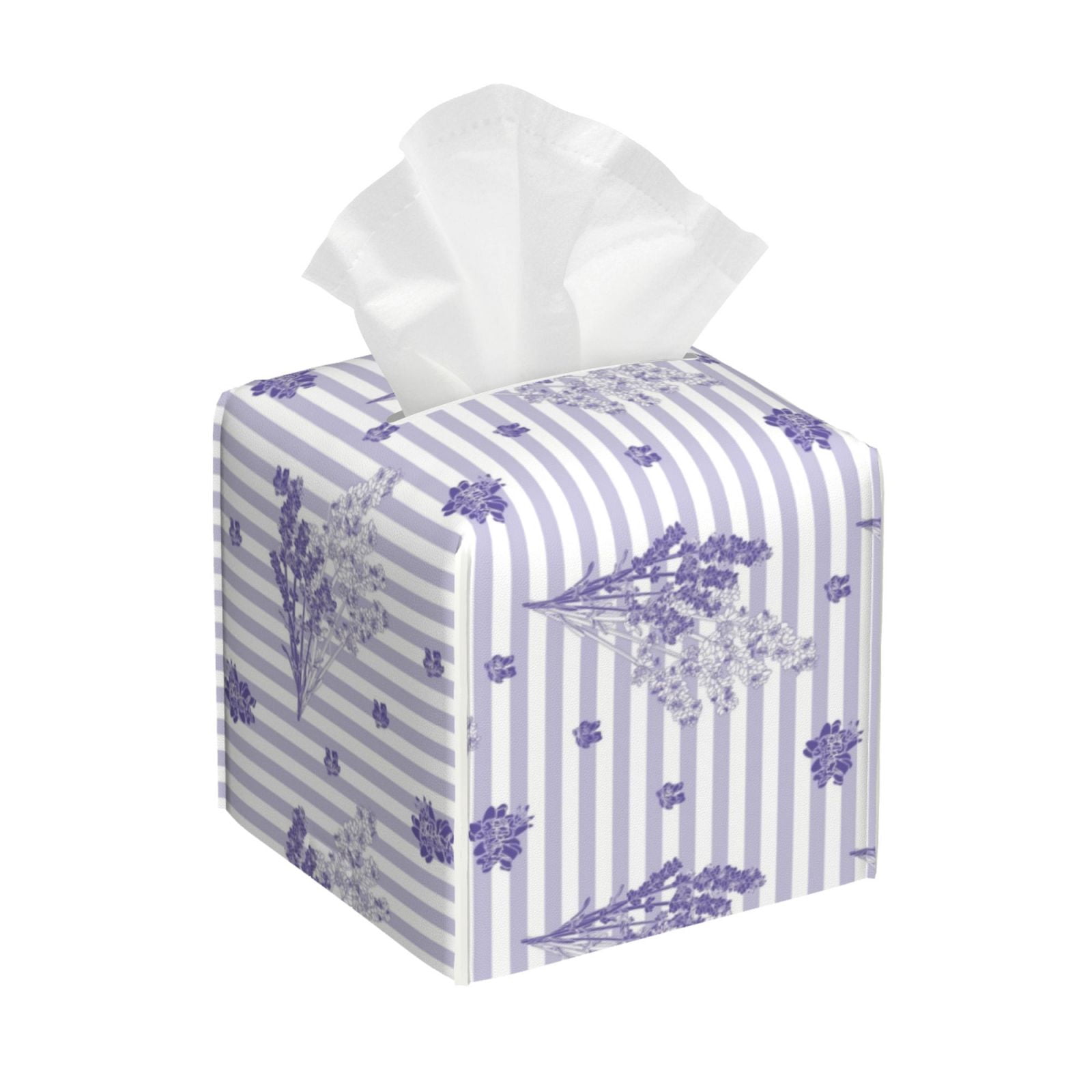 Naloa Bouquet and Lavender Flowers Tissue Box CoverLeather Tissue ...