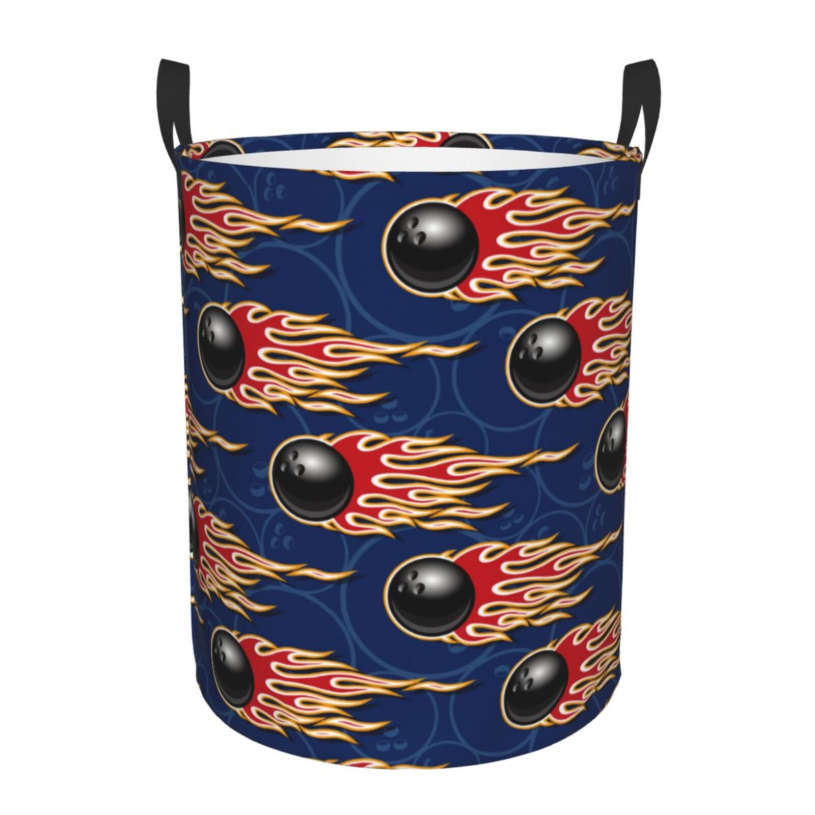 Naloa Bowling Ball And Flame Large Laundry Basket Waterproof Round ...