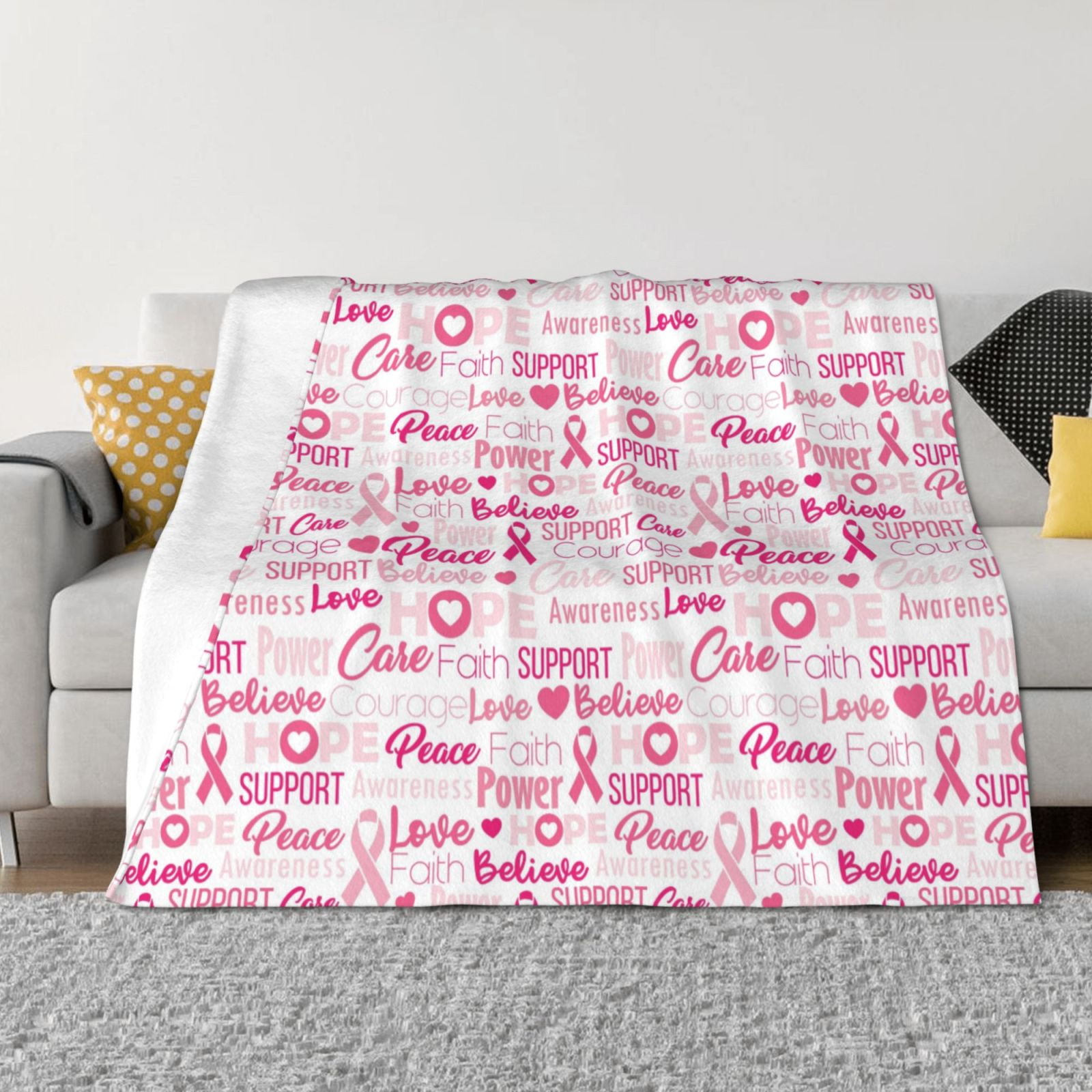 Naloa Breast Cancer Ribbons Awareness Flannel Blankets - Thick and Warm ...