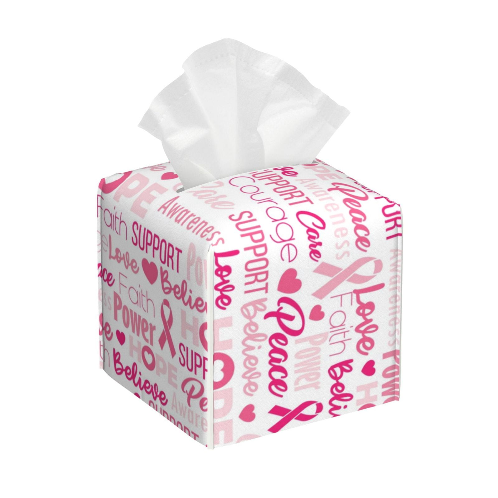 Naloa Breast Cancer Ribbons Awareness Tissue Box CoverLeather Tissue ...