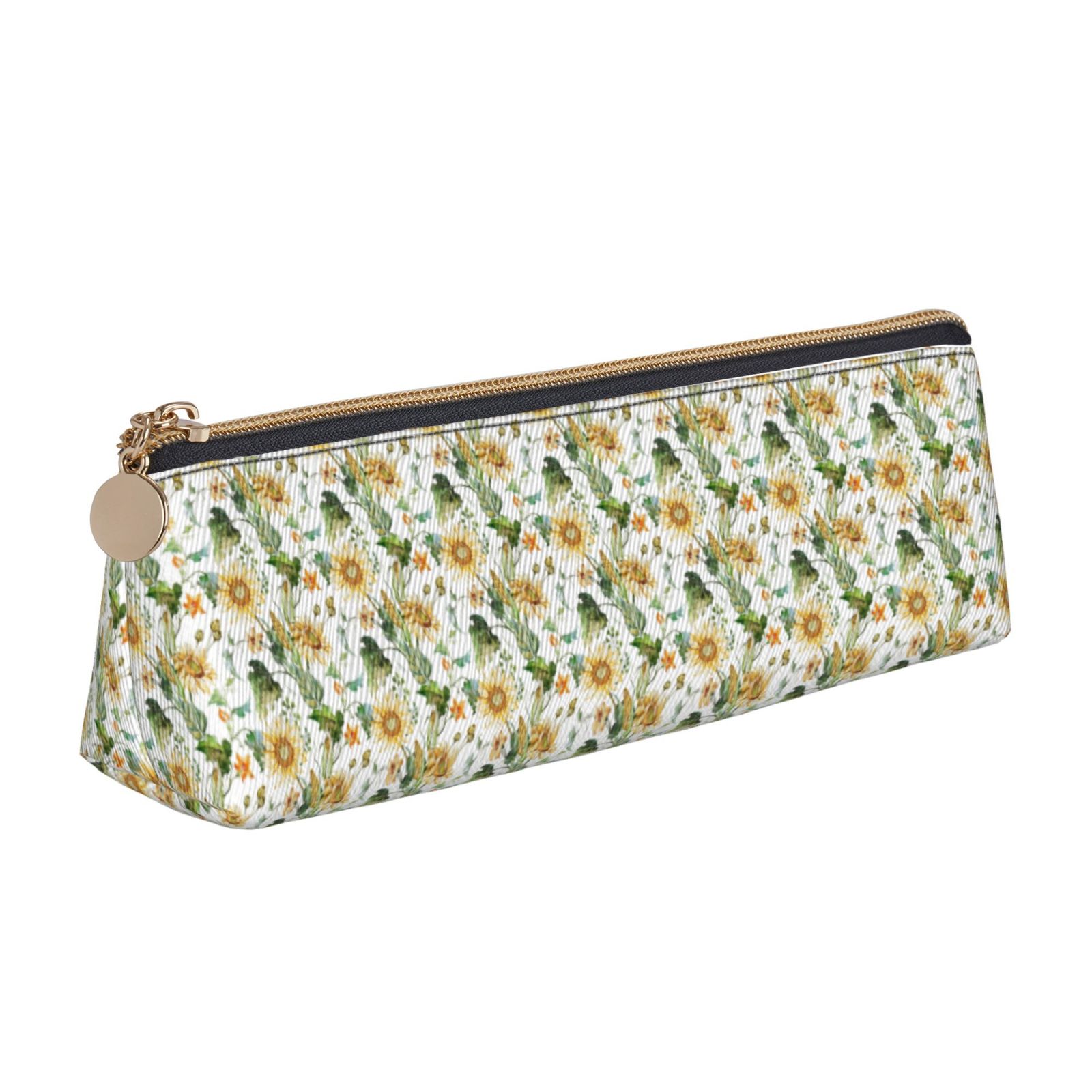 Naloa Bright Sunflowers Print Leather Pencil Case - Portable Big ...