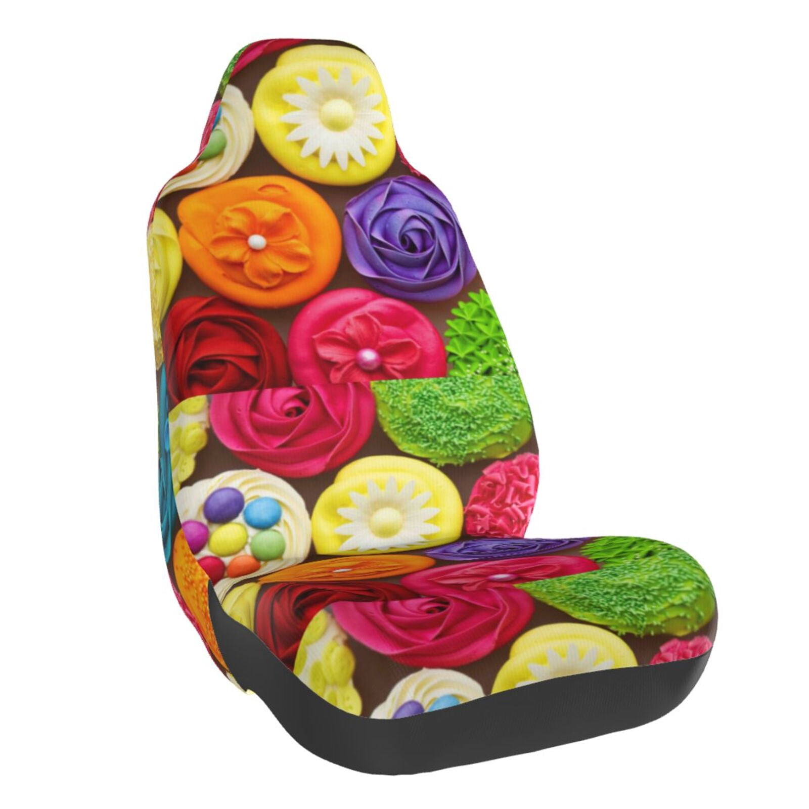 Naloa Brightly Colored Cupcakes Car Seat Covers Universal Front Seat ...