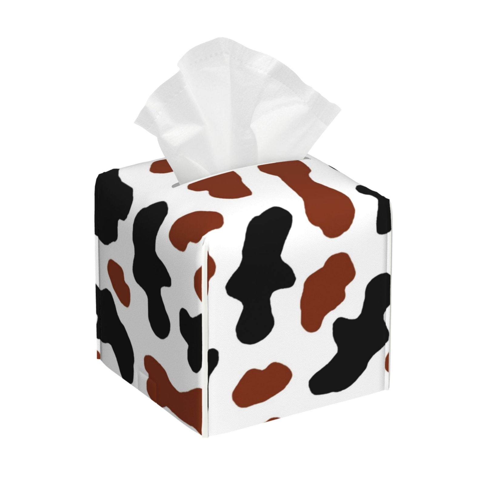 Naloa Brown Black Cow Tissue Box CoverLeather Tissue Holder Square ...