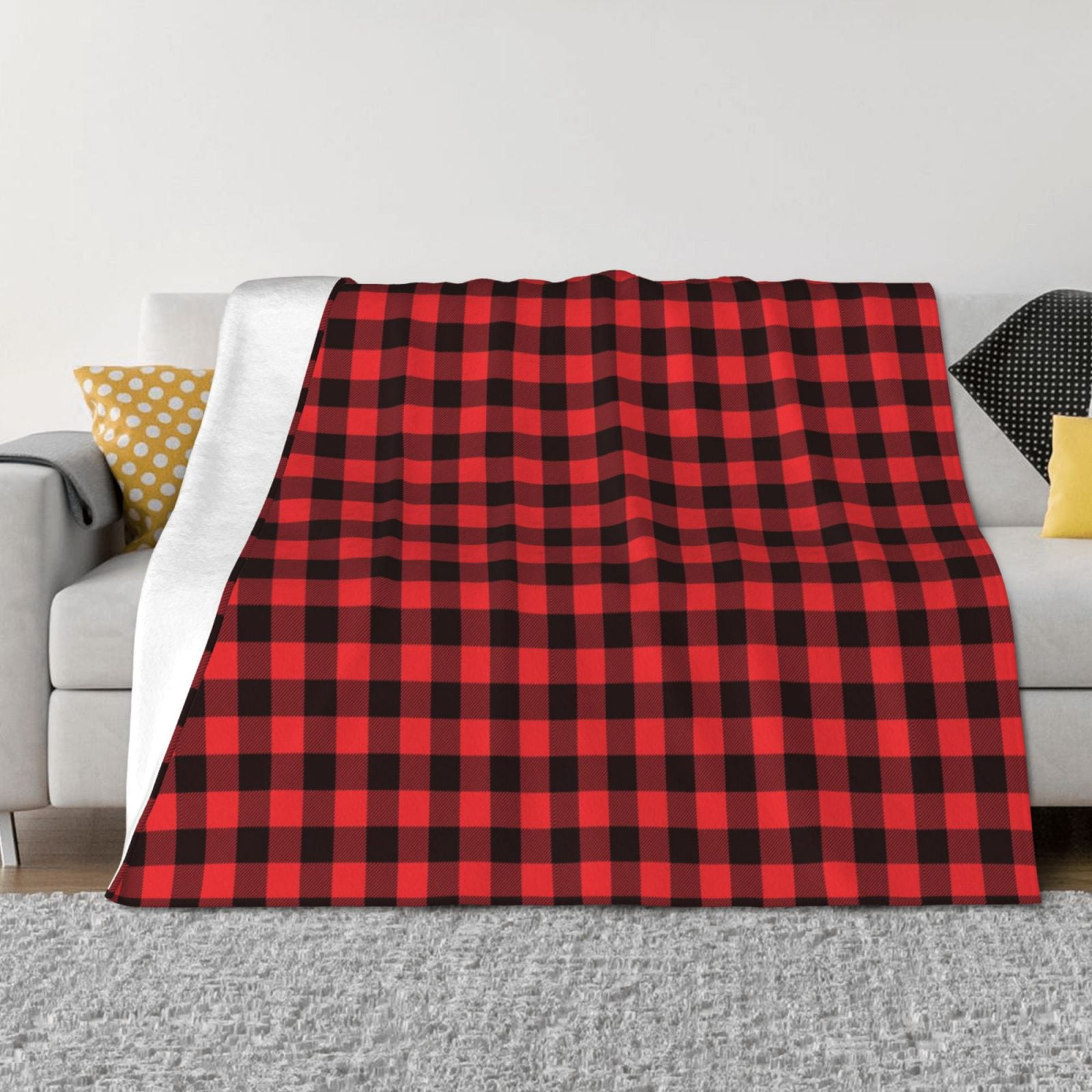 Naloa Buffalo Plaid Red Black Flannel Blankets - Thick and Warm Blanket ...