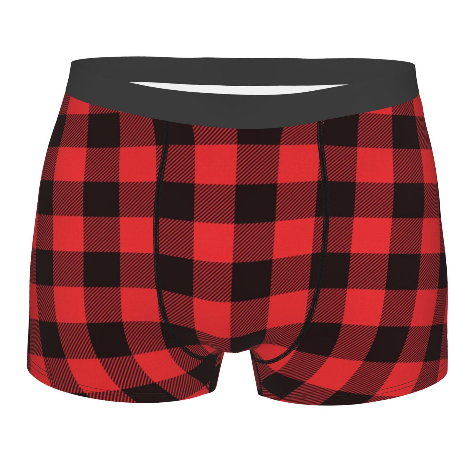 Naloa Buffalo Plaid Red Black Print Mens Underwear - Boxers for Men ...