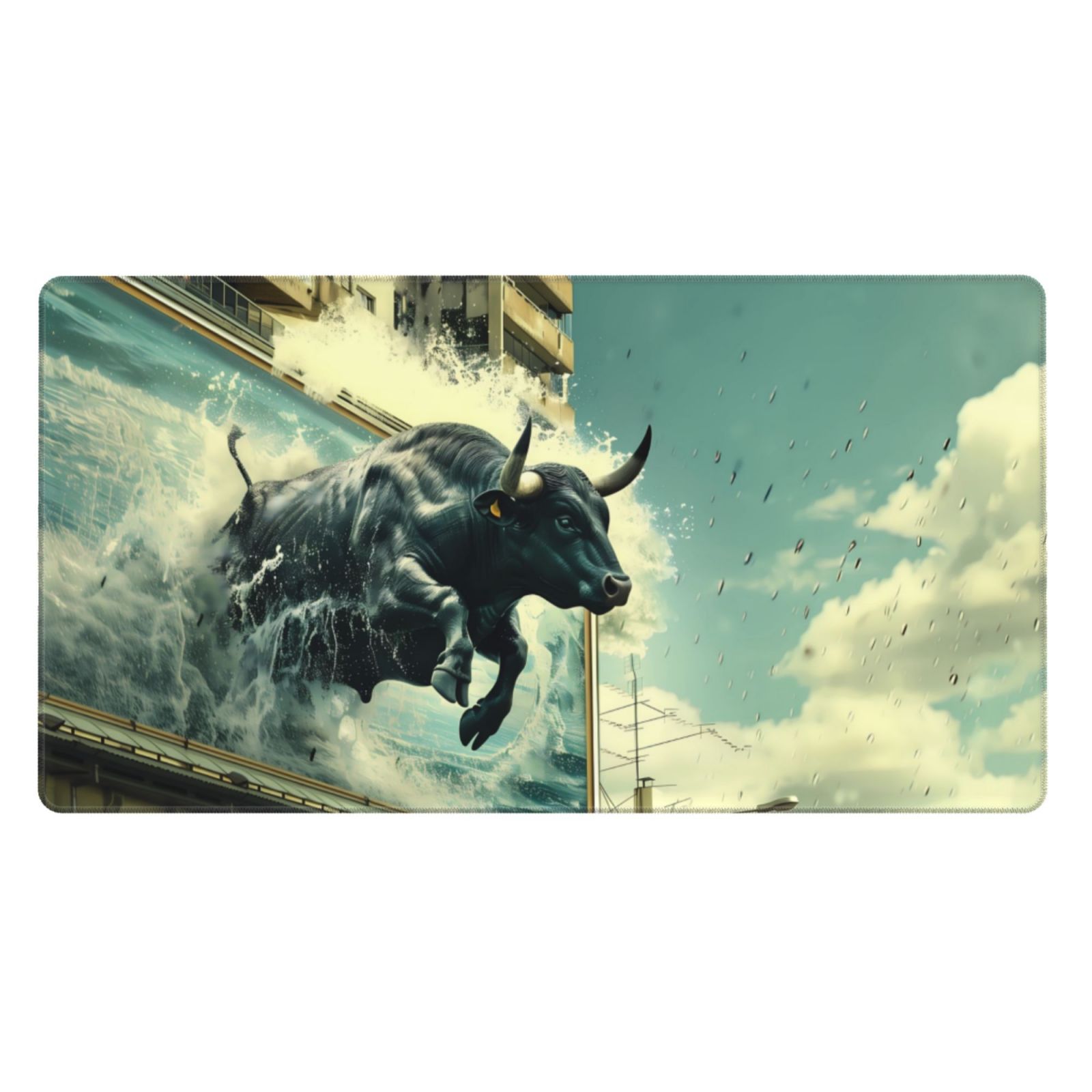 Naloa Bull Charging Through Waves Gaming Mouse Pad Large Mouse Mat Long ...