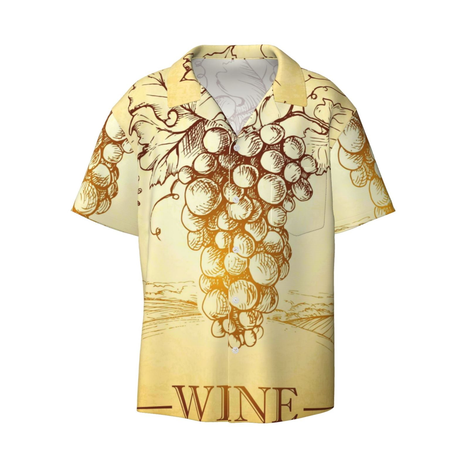 Naloa Bunch of Grapes Men's Loose Fit Cuban Collar Short-Sleeve Shirt ...