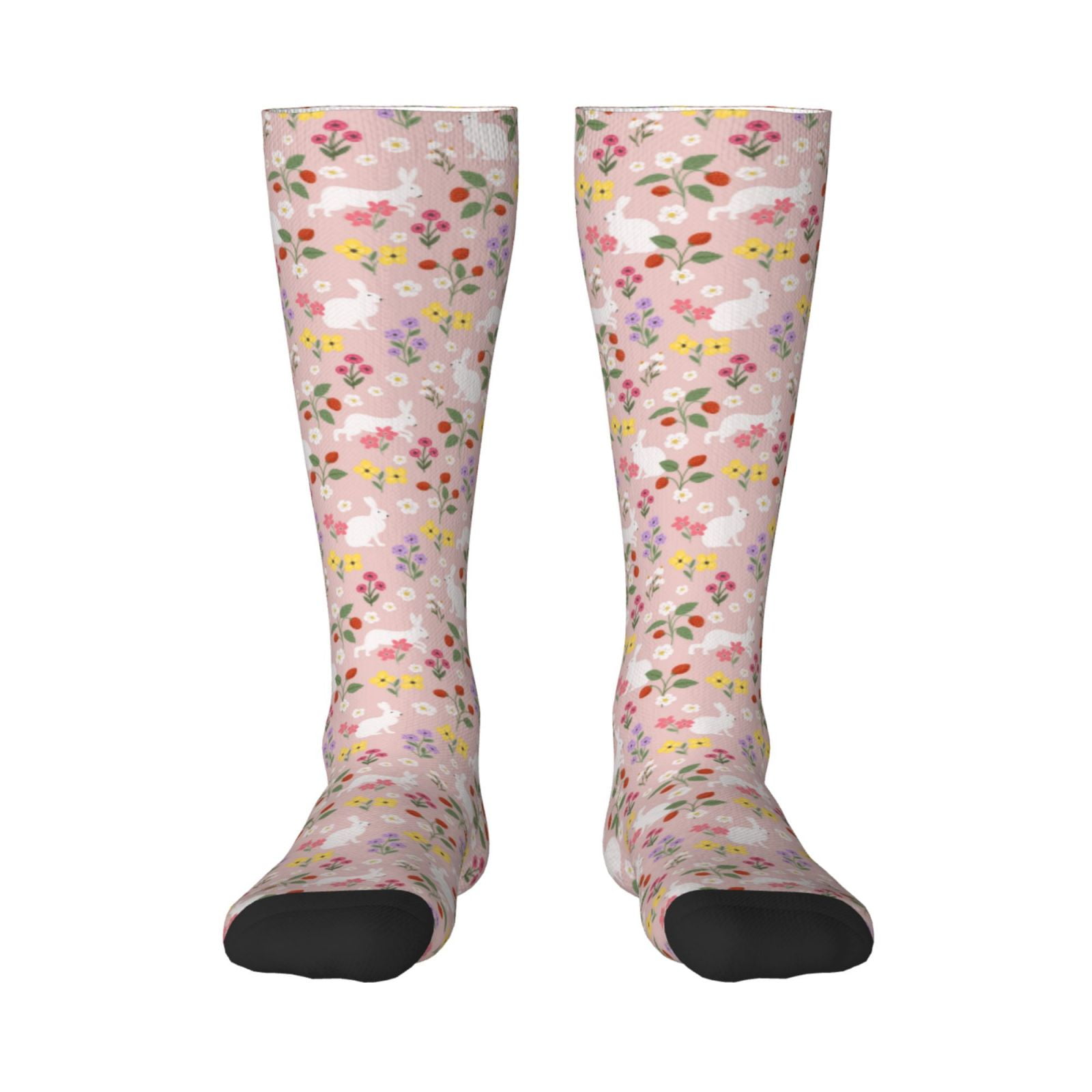 Naloa Bunny And Flower Thigh High Socks Extra Long Stretchy Sock Women ...