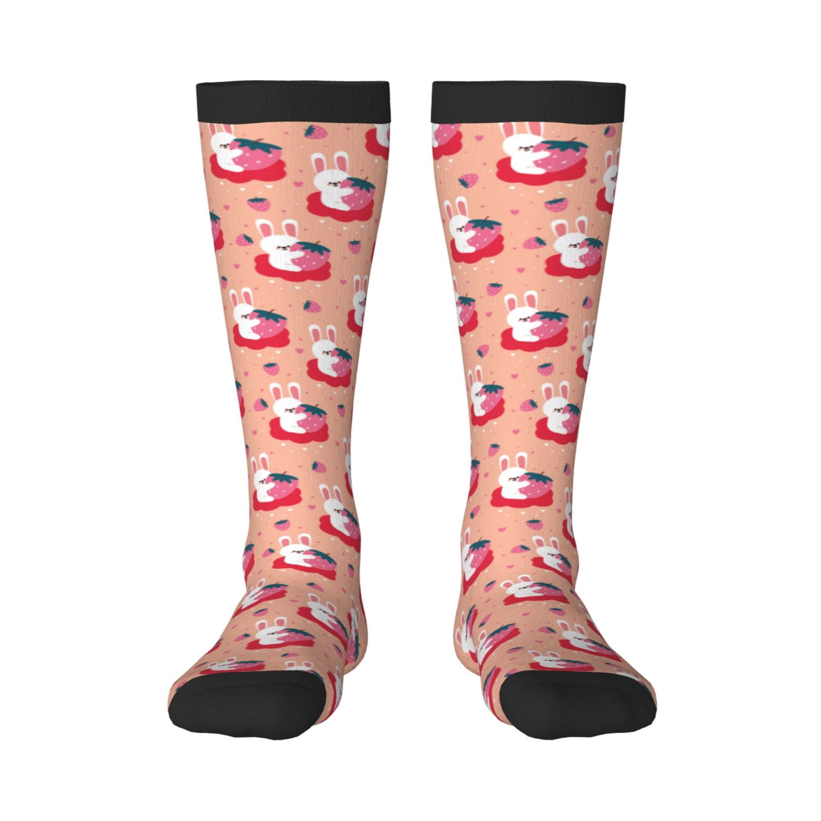 Naloa Bunny And Strawberry Thigh High Socks Extra Long Stretchy Sock ...