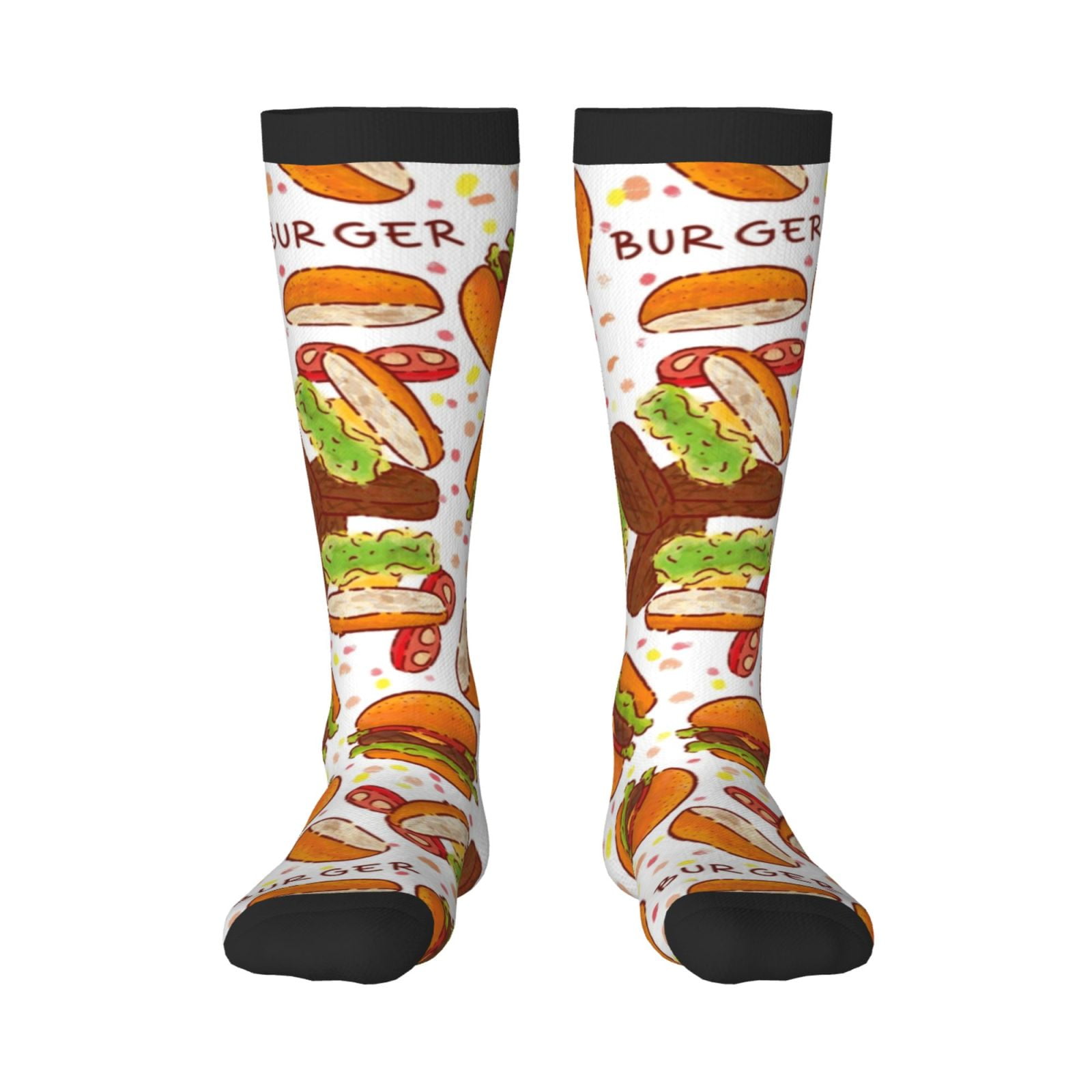Naloa Burger Thigh High Socks Extra Long Stretchy Sock Women Over Knee ...