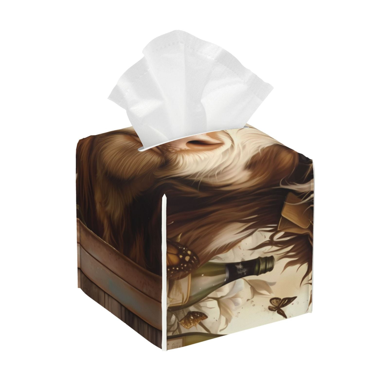 Naloa Butterfly Cow Barrel Tissue Box Cover Leather Tissue Holder ...