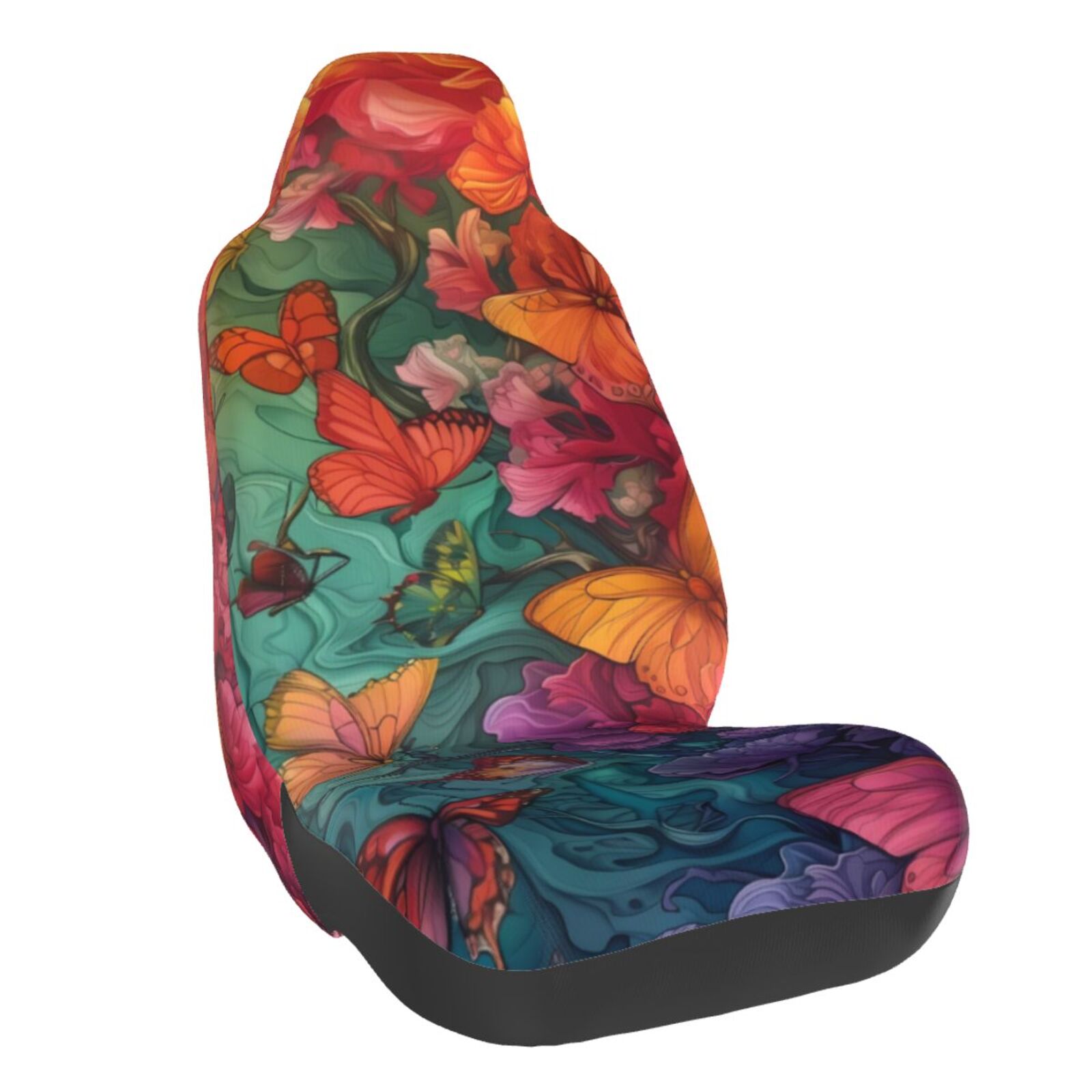 Naloa Butterfly Flower Cascade Car Seat Covers Universal Front Seat ...