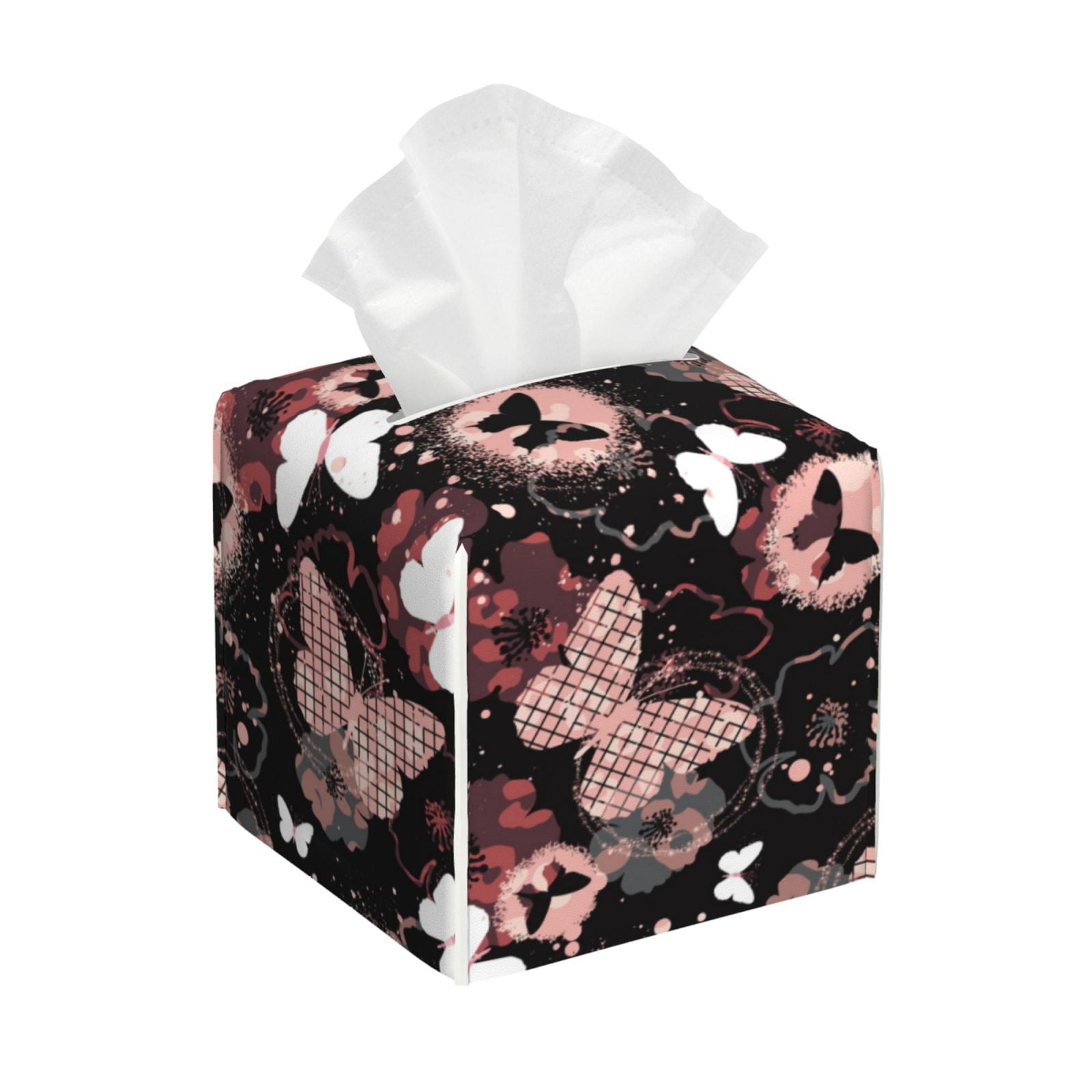 Naloa Butterfly Tissue Box CoverLeather Tissue Holder Square Facial ...