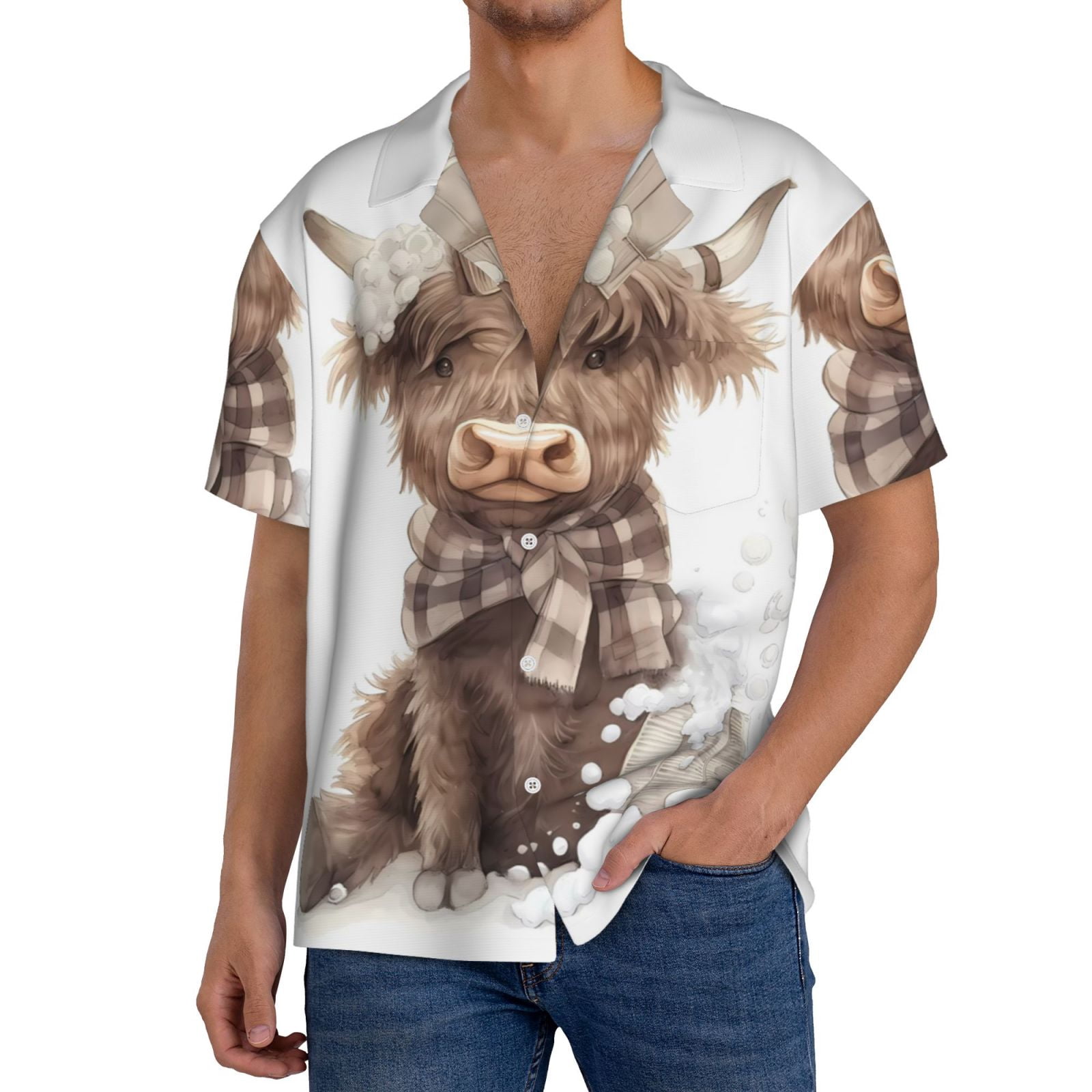 Naloa C Men's Loose Fit Cuban Collar Short-Sleeve Shirt, Hawaiian ...