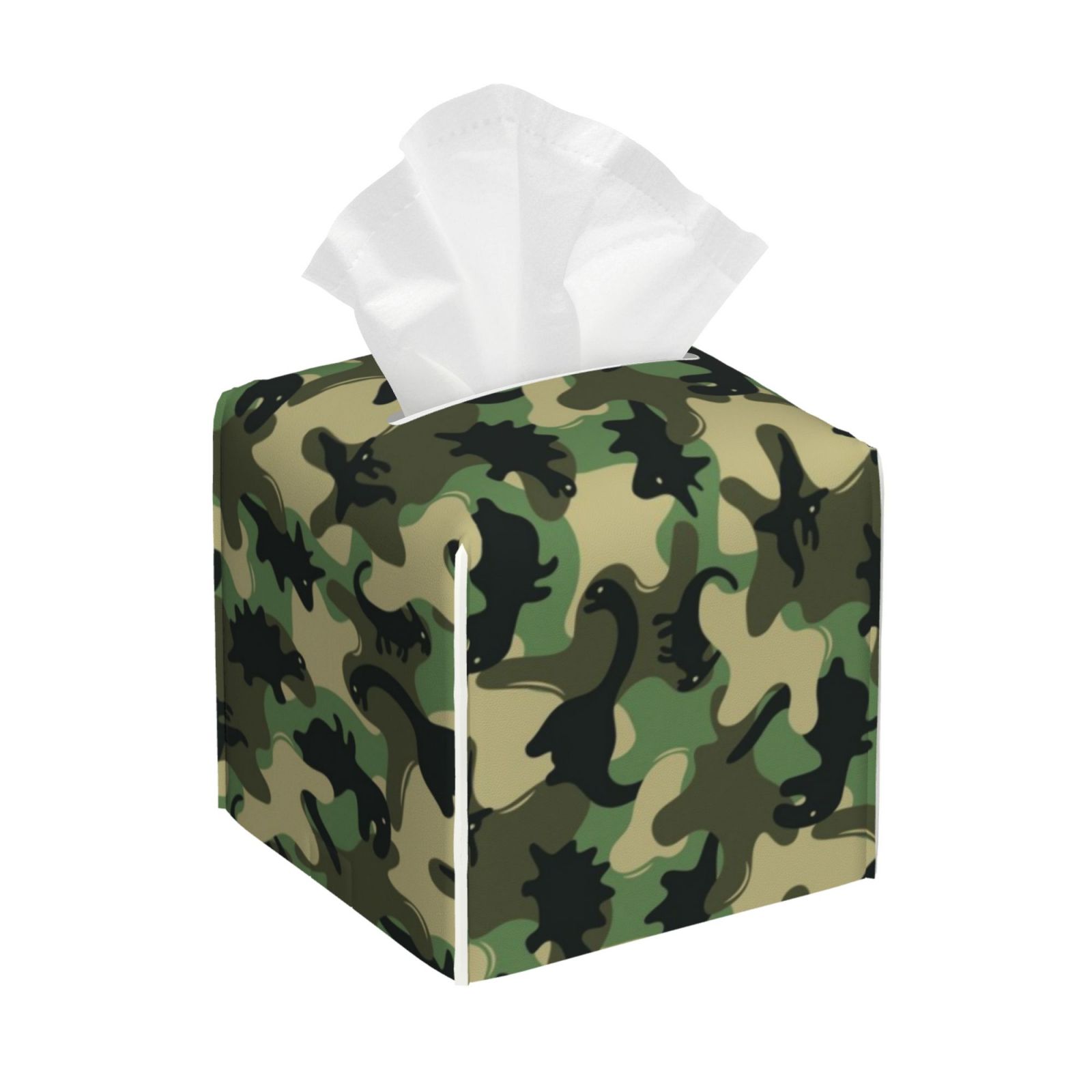 Naloa Camouflage Dinosaur Tissue Box CoverLeather Tissue Holder Square ...