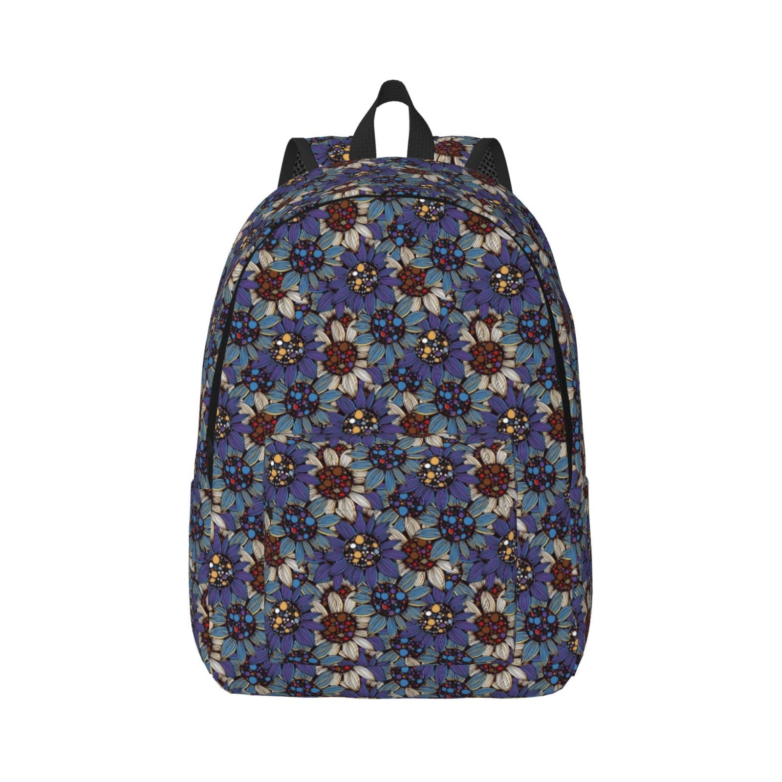 Naloa Canvas Backpack for Men Women Boho Style Sunflowers Design Print ...