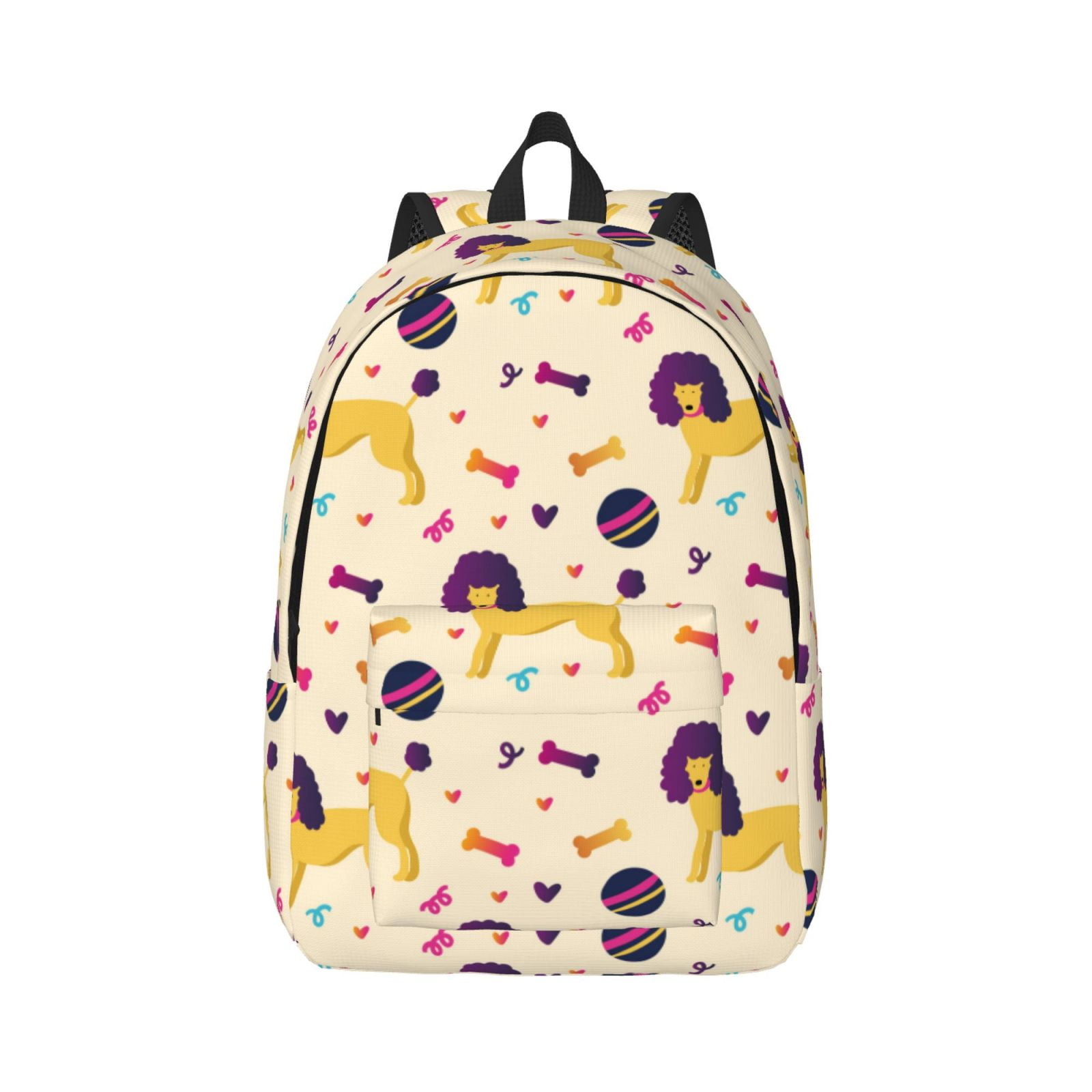 Naloa Canvas Backpack for Men Women Cartoon Poodle Dog Print Rucksack ...