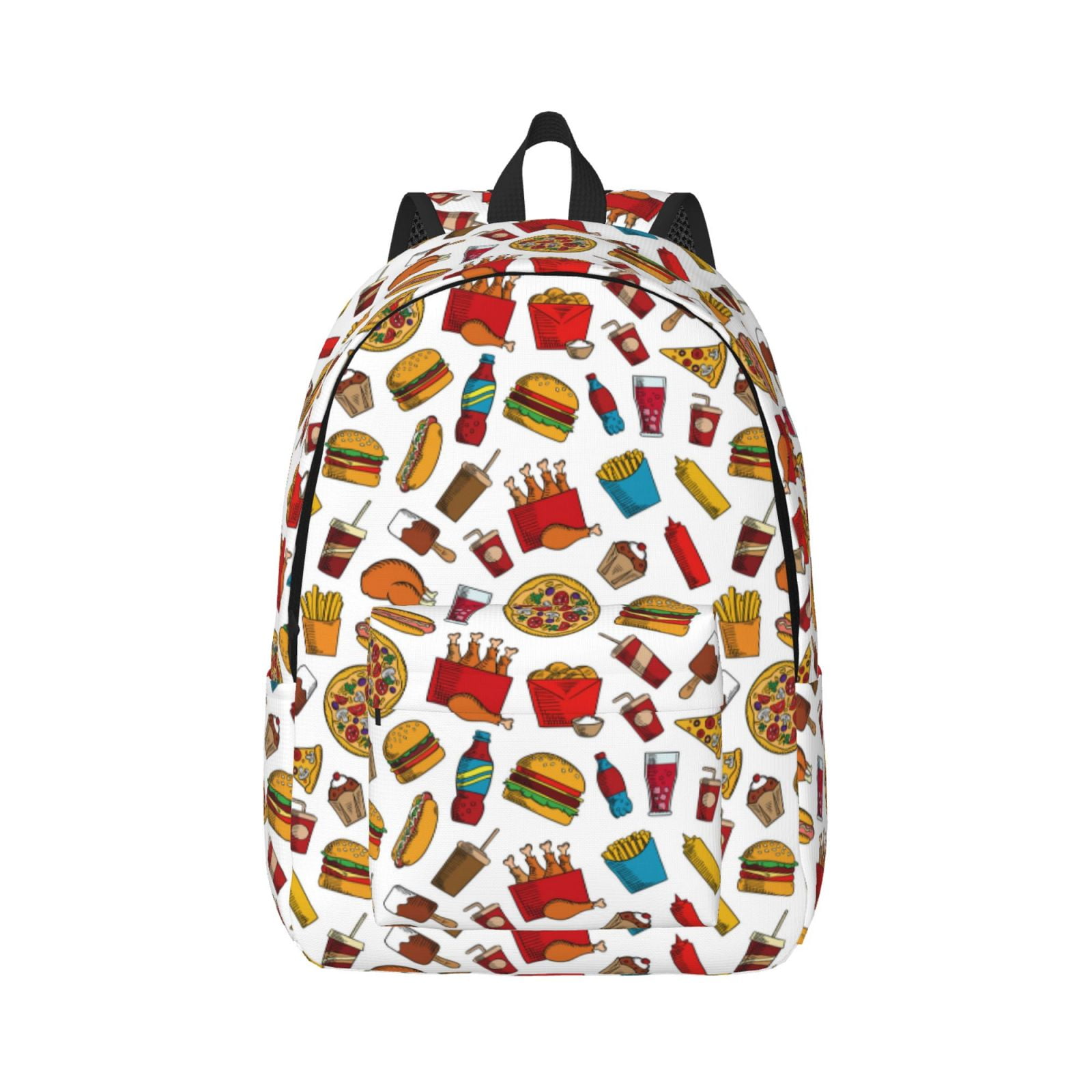 Naloa Canvas Backpack for Men Women Hot Dog Pizza Print Rucksack Casual ...
