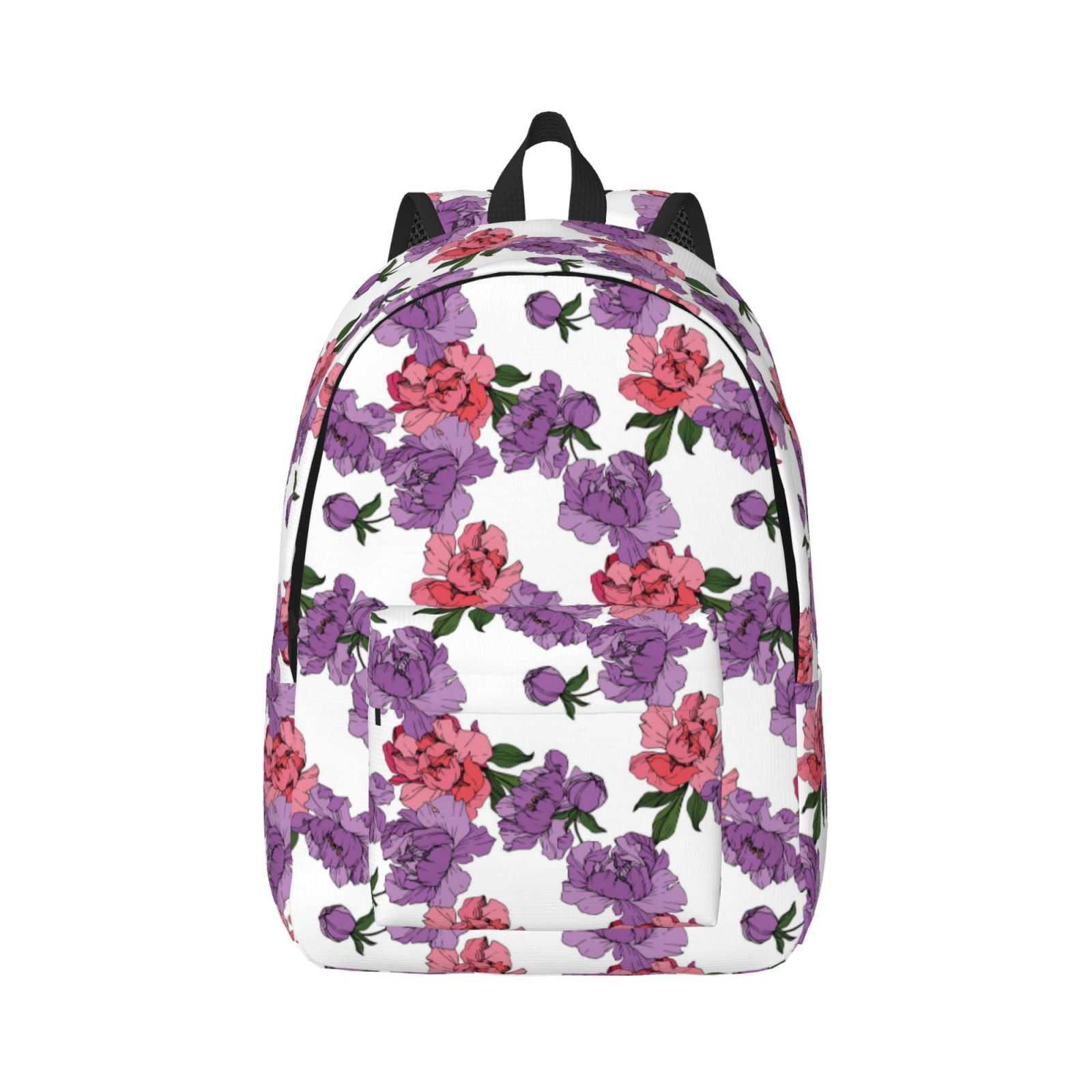Naloa Canvas Backpack for Men Women Peonies Print Rucksack Casual ...
