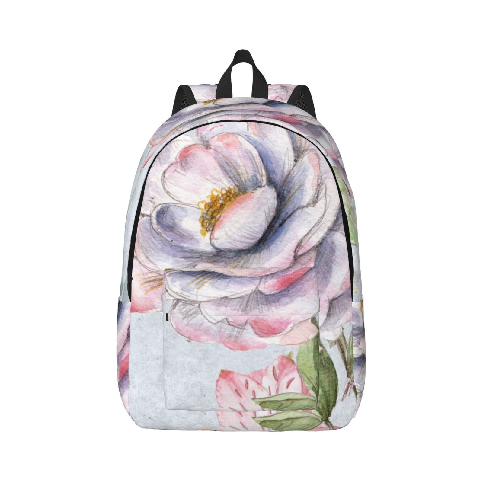Naloa Canvas Backpack for Men Women Vintage Rose Print Rucksack Casual ...