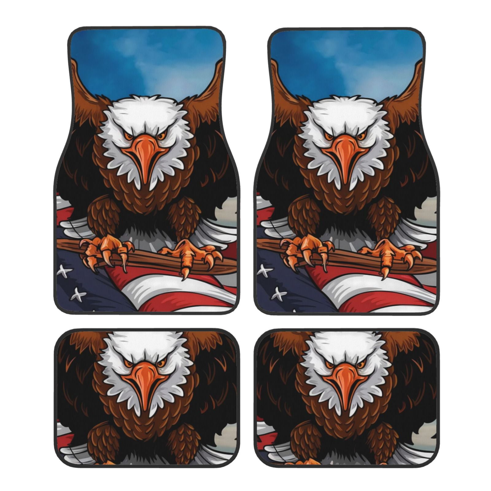 Naloa Cartoon Bald Eagle USA Car Foot Mat Set of 4 Pieces - Universal ...