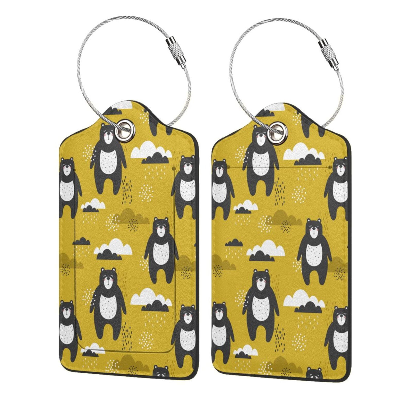 Naloa Cartoon Bear Yellow Luggage Tag for Suitcase Leather Baggage Tag ...