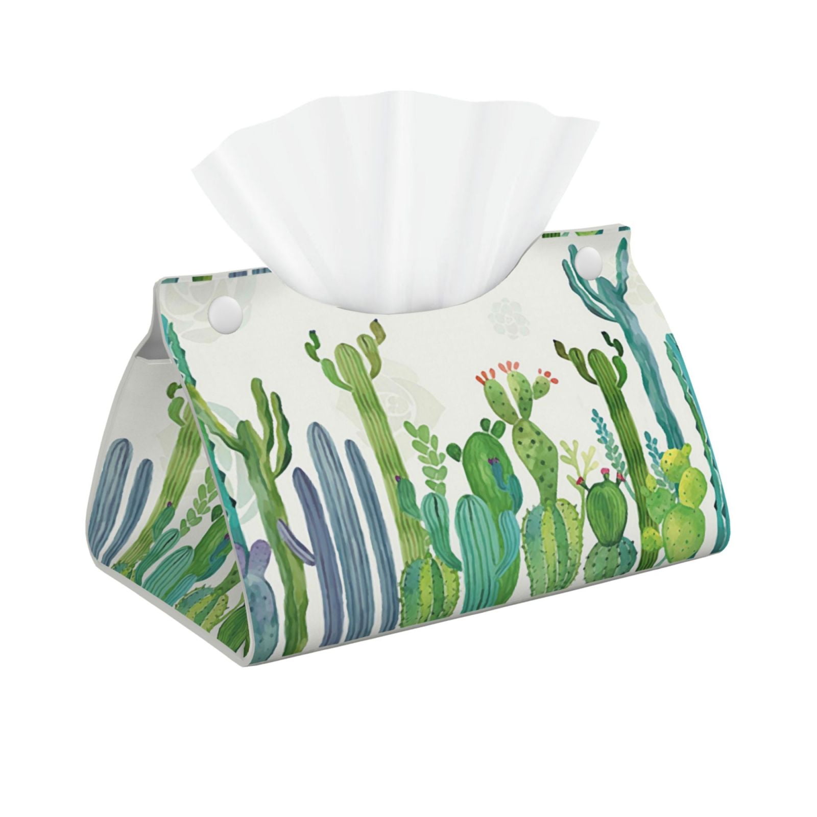 Naloa Cartoon Cactus Print Leather Tissue Box Cover Rectangle | Long ...