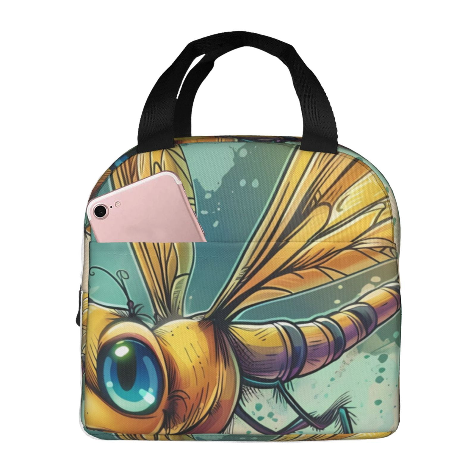 Naloa Cartoon Dragonfly Art Print Lunch Box for Women Men,Insulated ...