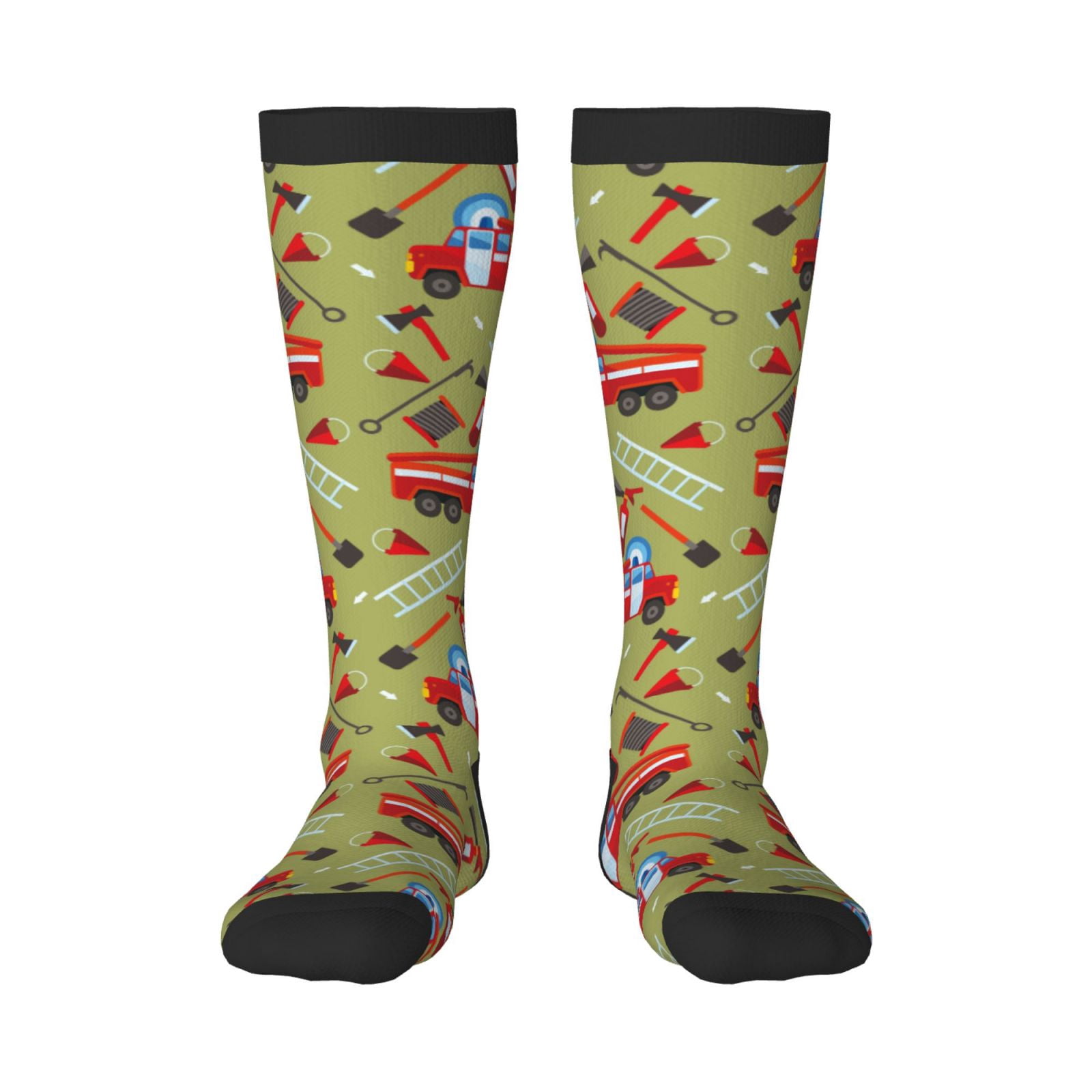 Naloa Cartoon Fire Truck Thigh High Socks Extra Long Stretchy Sock ...