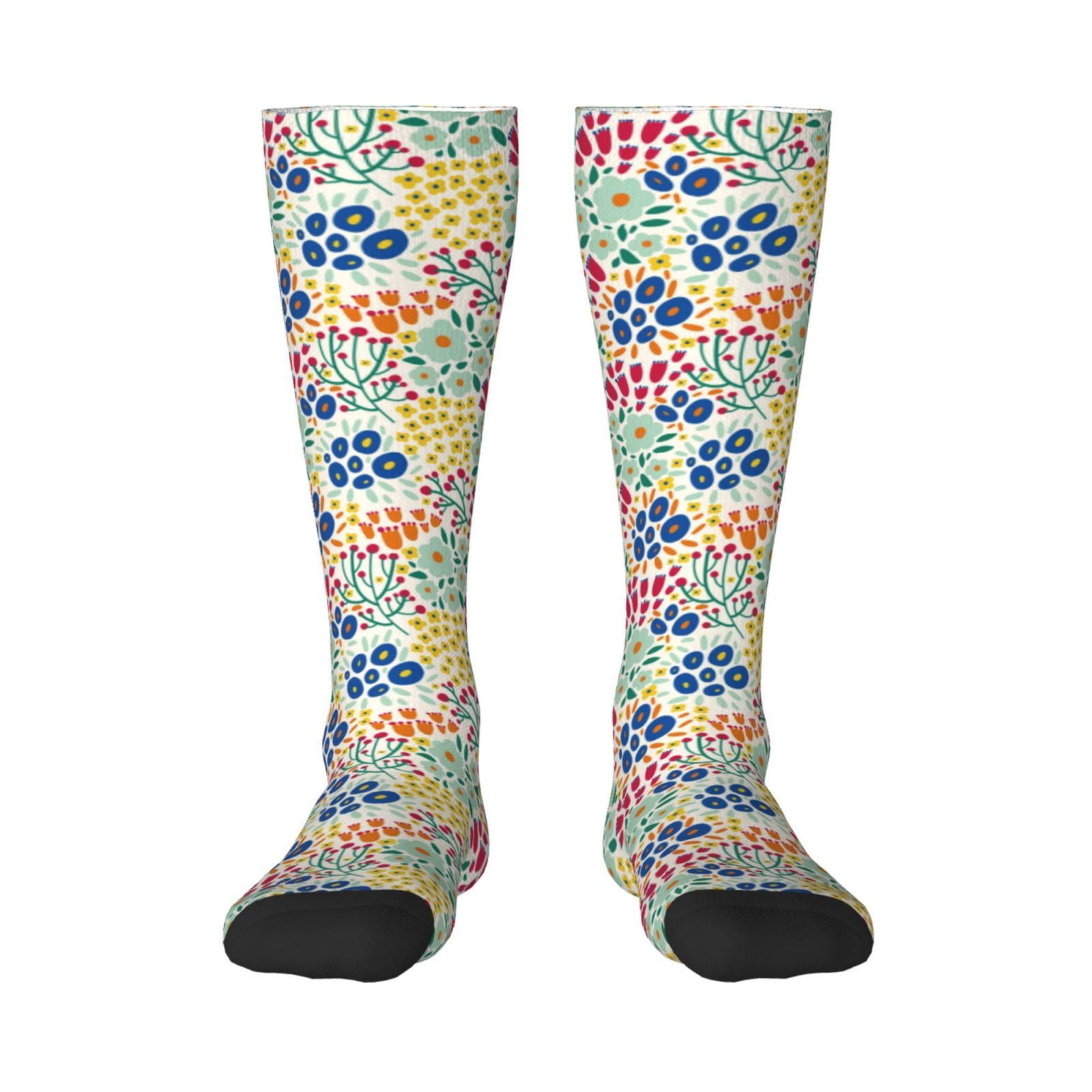 Naloa Cartoon Flowers Thigh High Socks Extra Long Stretchy Sock Women ...