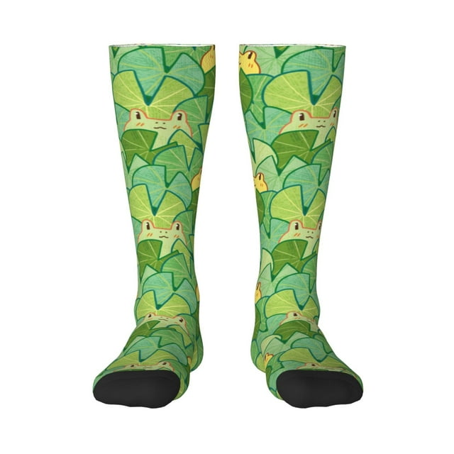 Naloa Cartoon Frog And Lotus Leaf Thigh High Socks Extra Long Stretchy ...