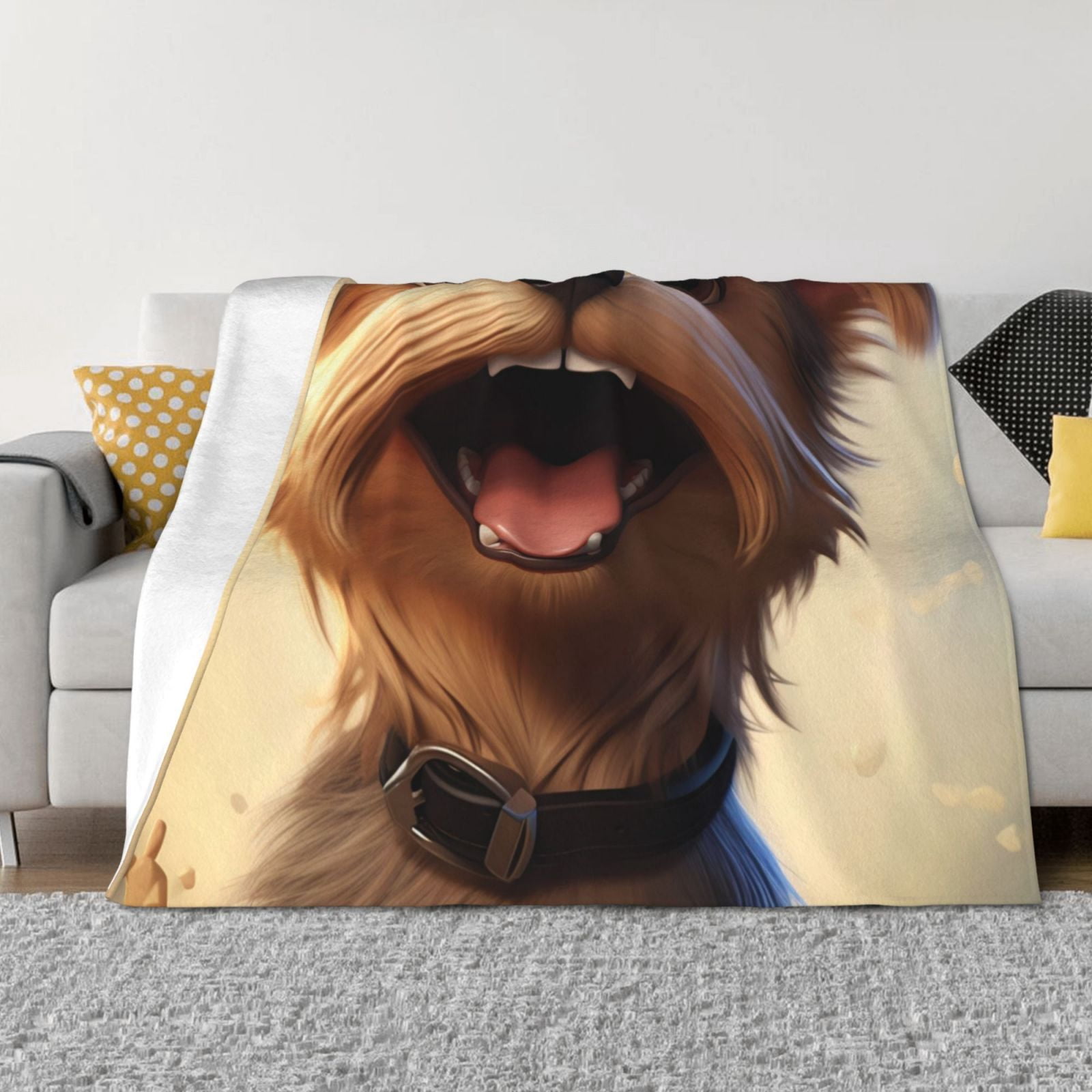 Naloa Cartoon Happy Cute Puppy Flannel Blankets - Thick and Warm ...