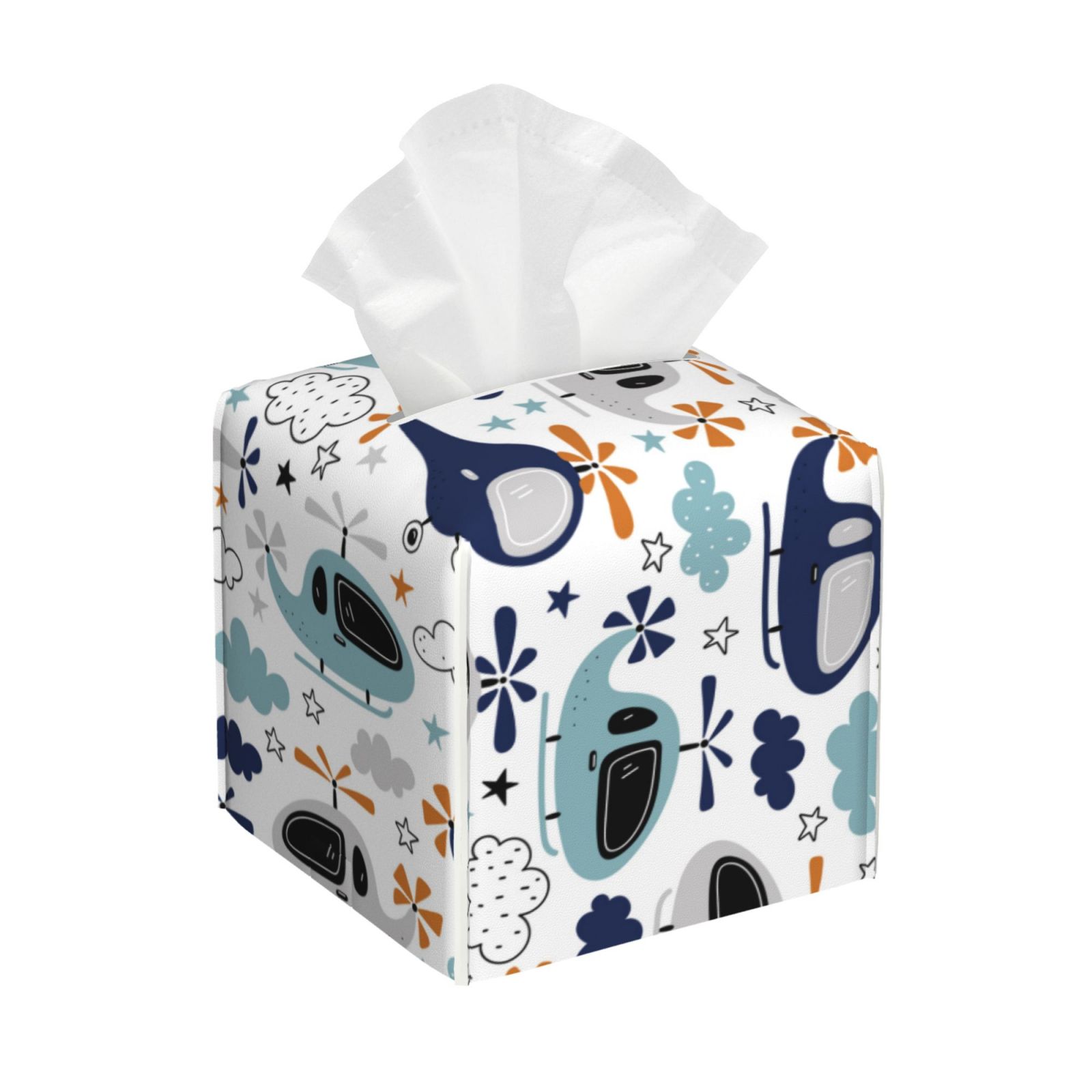 Naloa Cartoon Helicopters Tissue Box Cover Leather Tissue Holder Square ...
