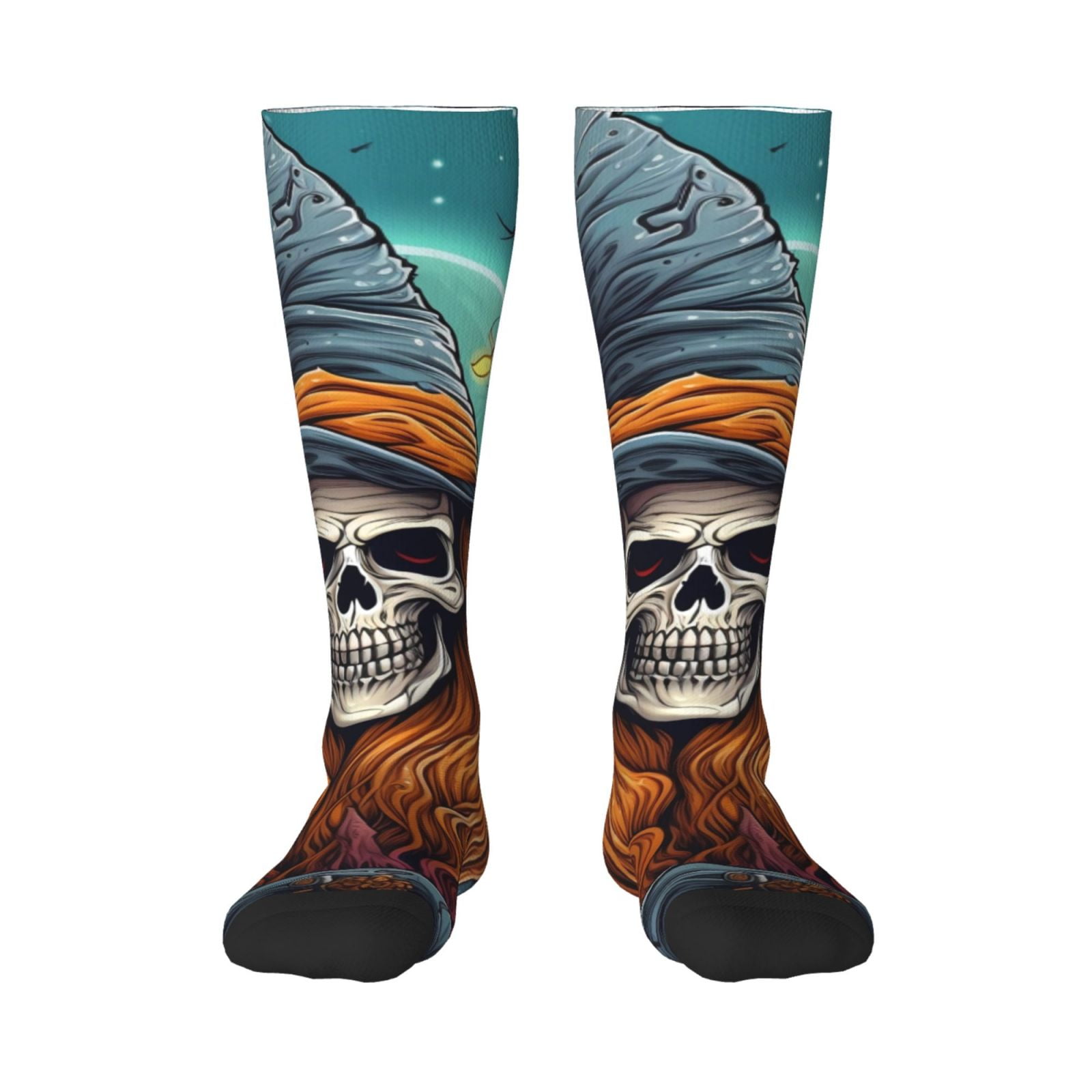 Naloa Cartoon Pumpkin Skull Thigh High Socks Extra Long Stretchy Sock ...