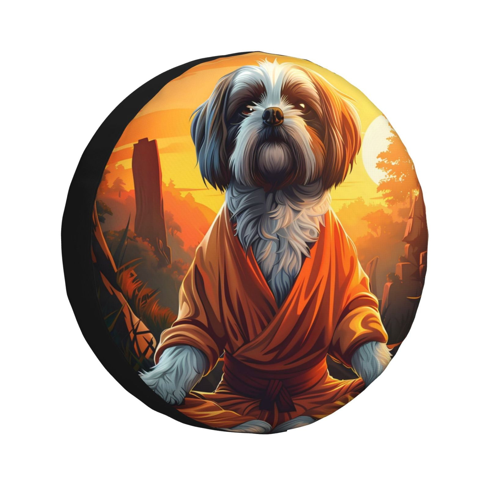 Naloa Cartoon Puppy Sunset PVC Leather Spare Tire Wheel Cover for Car ...