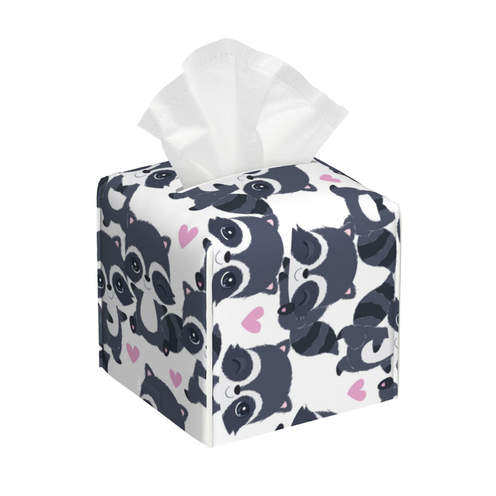 Naloa Cartoon Raccoon Tissue Box Cover Leather Tissue Holder Square ...