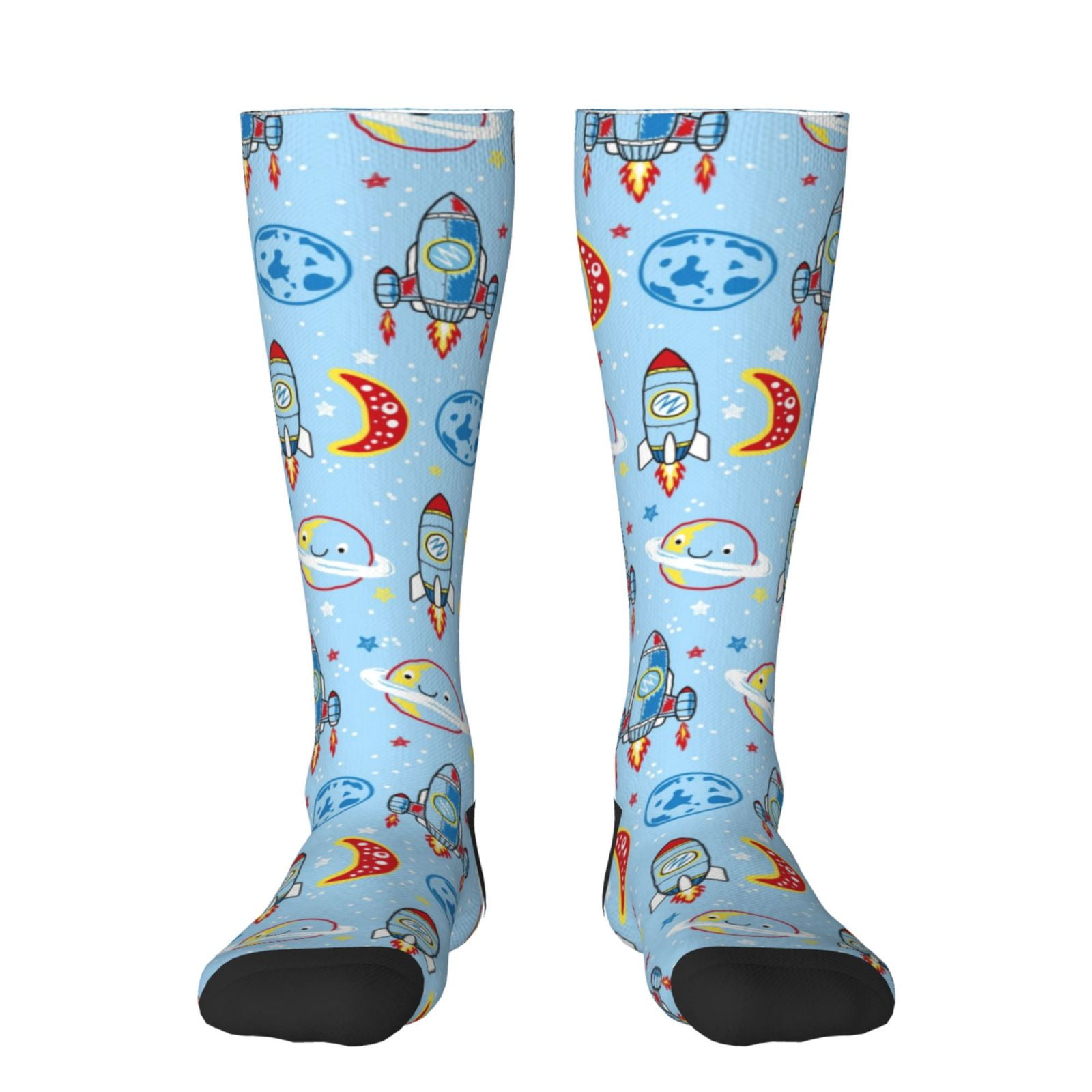 Naloa Cartoon Rocket With Space Thigh High Socks Extra Long Stretchy ...