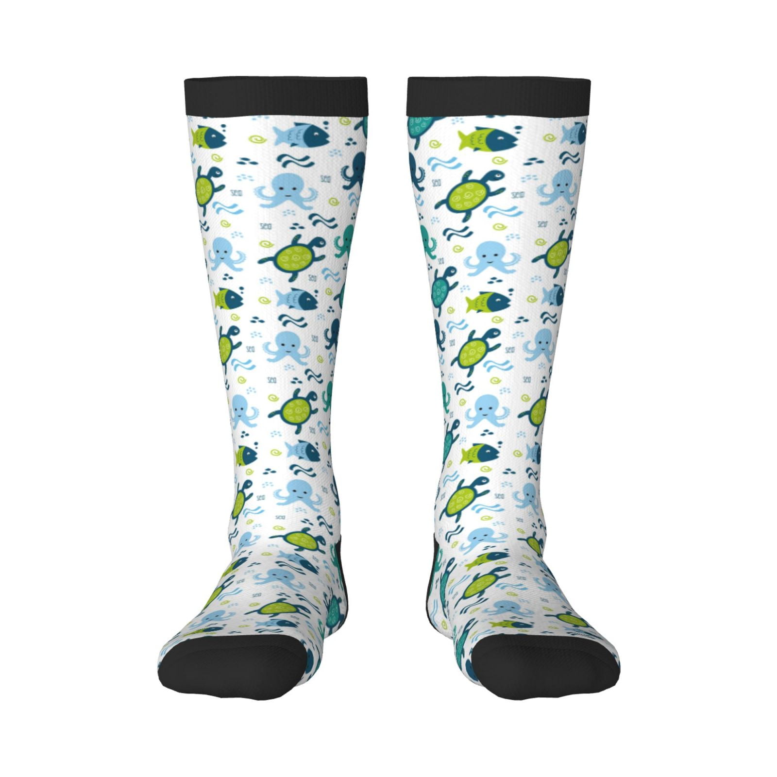 Naloa Cartoon Sea Creatures Thigh High Socks Extra Long Stretchy Sock ...