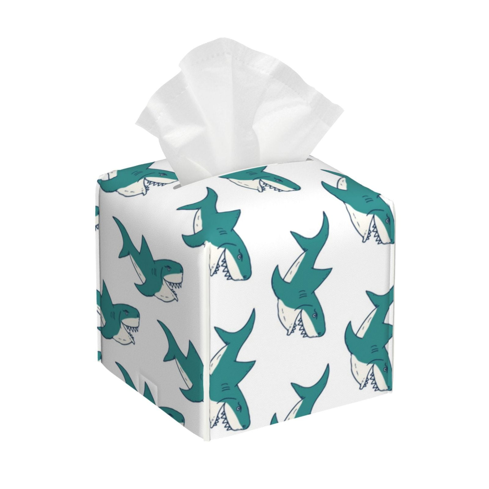 Naloa Cartoon Shark Tissue Box CoverLeather Tissue Holder Square Facial ...