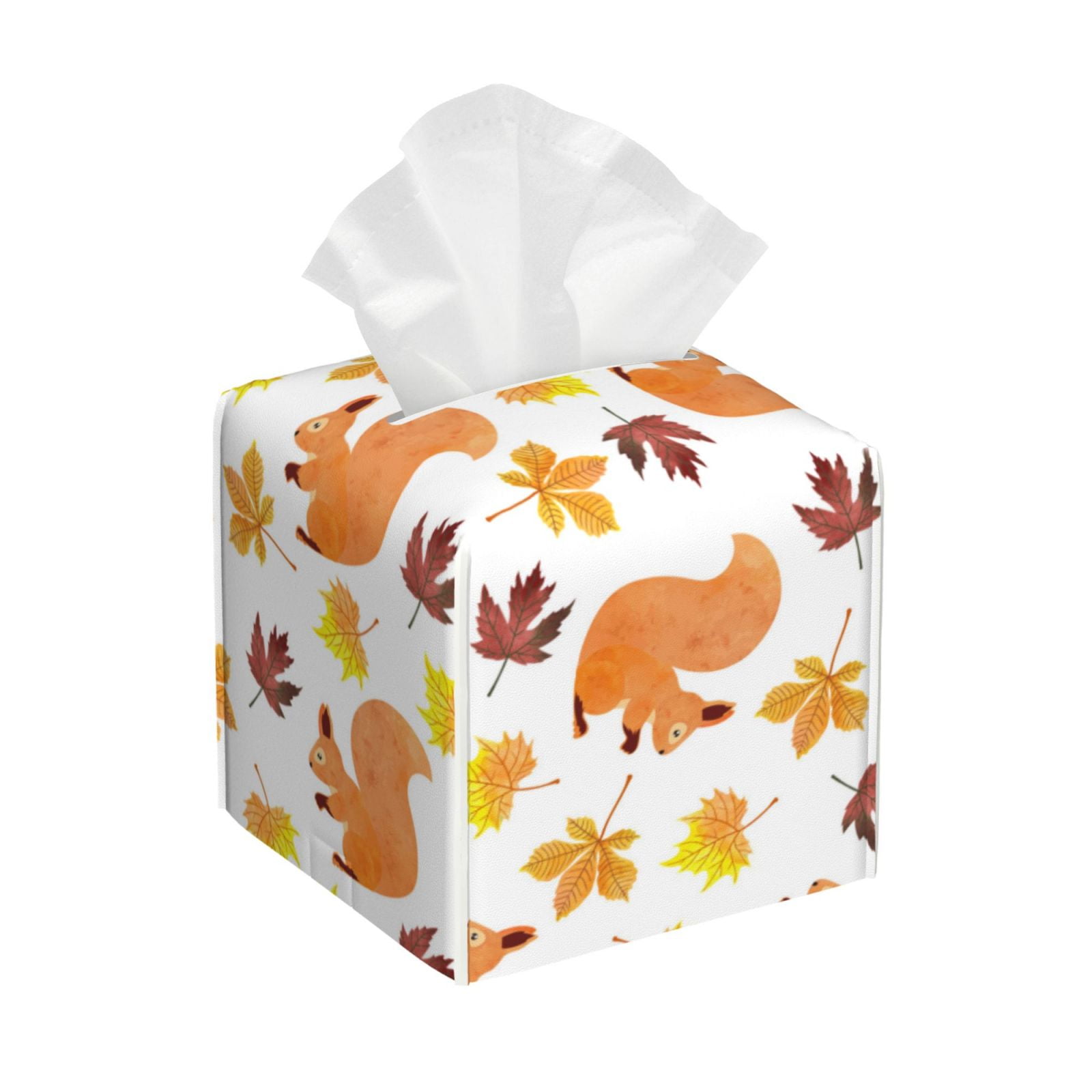 Naloa Cartoon Squirrel Tissue Box CoverLeather Tissue Holder Square ...