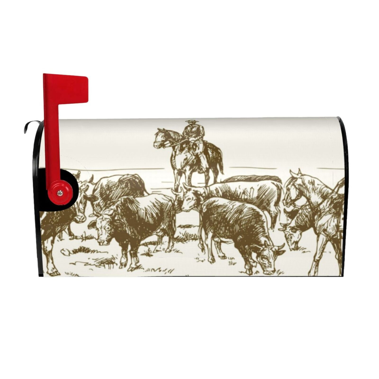 Naloa Cattle Drive By Two Cowboys Mailbox Covers Magnetic Post Box ...