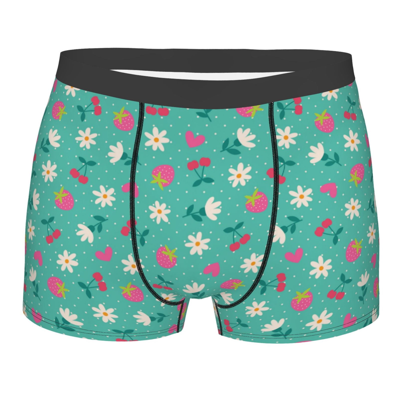 Naloa Cherry Strawberry Floral Print Mens Underwear - Boxers for Men ...